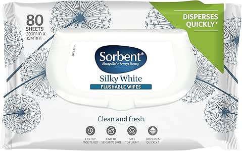 Sorbent Silky White Flushable Wipes 80 pack: Amazon.com.au: Health ...
