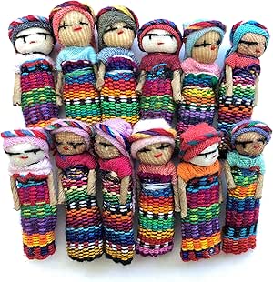 Amazon.com: Mayan Arts Set of 12 Mini Decorative Worry Dolls, Handmade ...