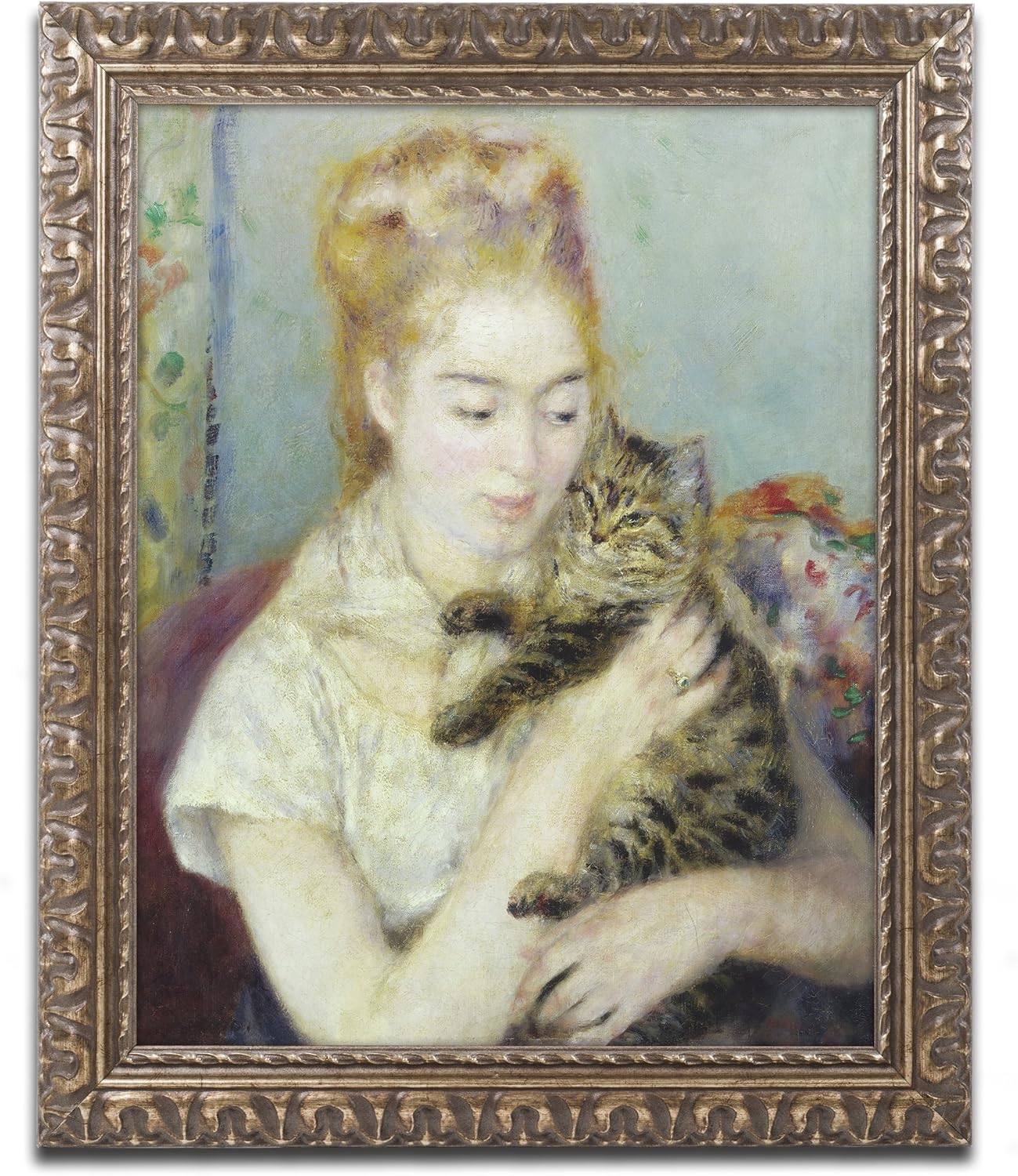 Amazon.com: Woman with a Cat 1875 Artwork by Pierre Renoir in Gold ...