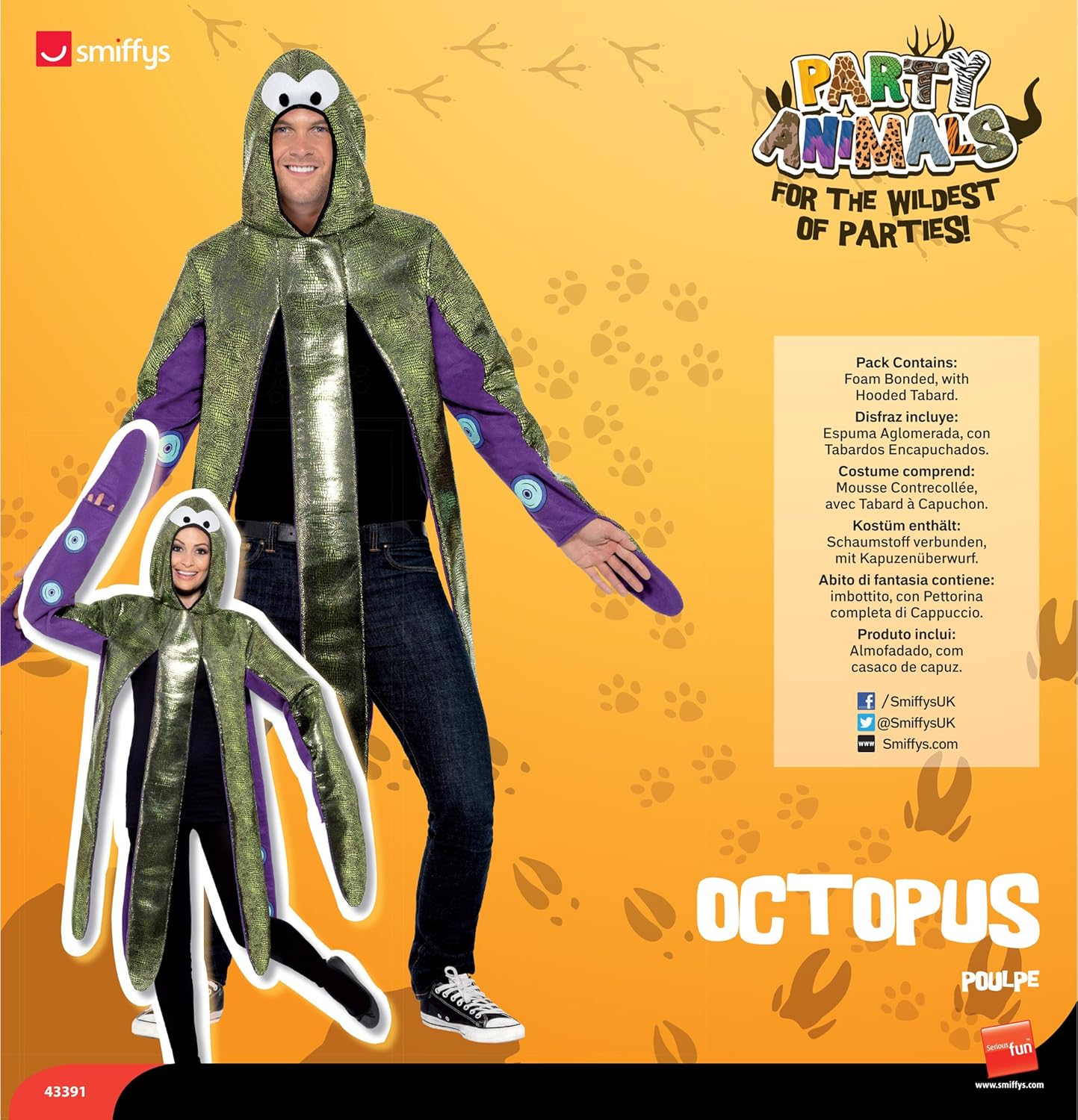 Amazon.com: Smiffys womens Octopus Costume, Foam Bonded,Purple,One Size ...