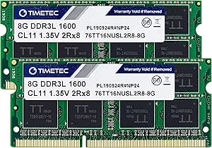 Timetec 16GB KIT(2x8GB) DDR3L / DDR3 1600MHz PC3L-12800 / PC3-12800 Non-ECC Unbuffered 1.35V / 1 ...