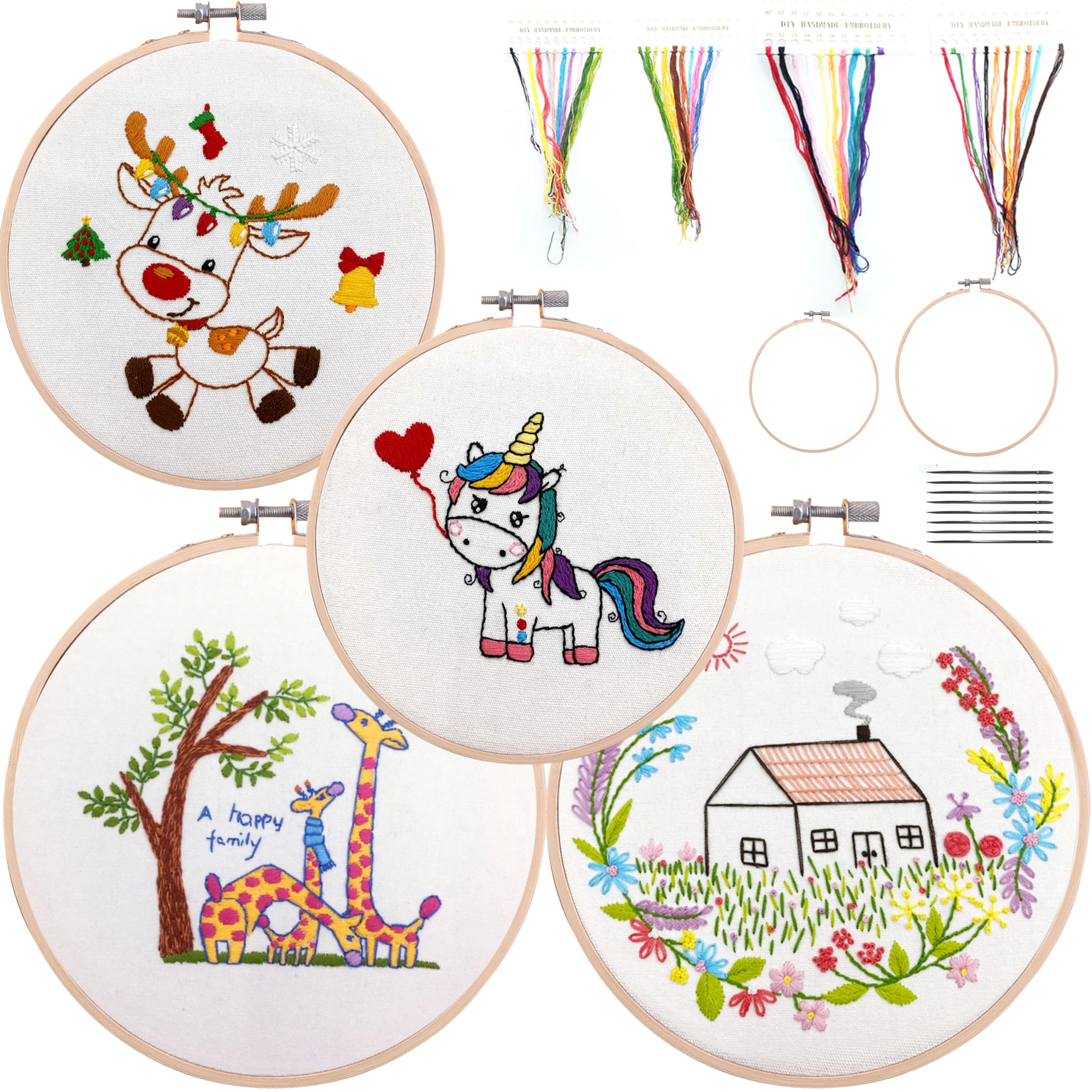 4 Pack Embroidery Starter Kit with Pattern for Beginners, Beginner ...