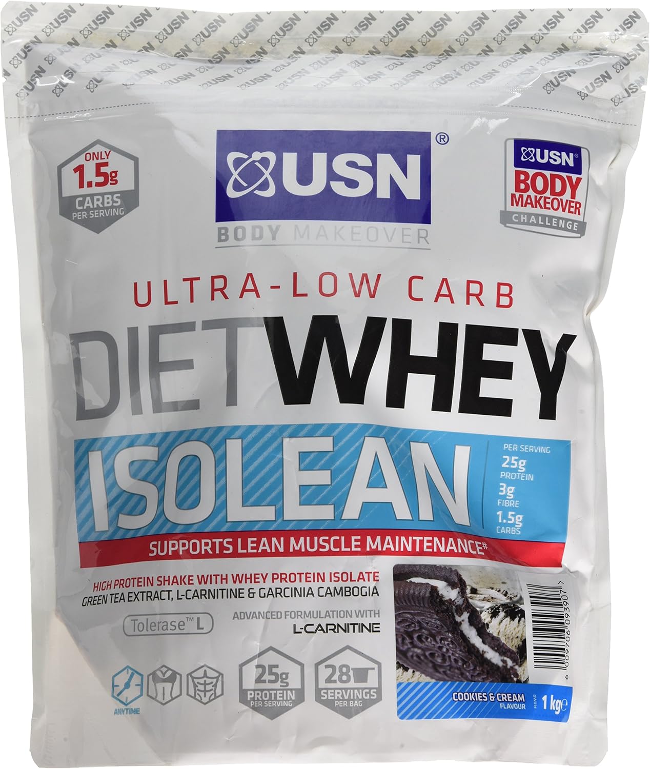 USN Diet Whey Isolean Protein, Cookies and Cream – 1 kg – BigaMart