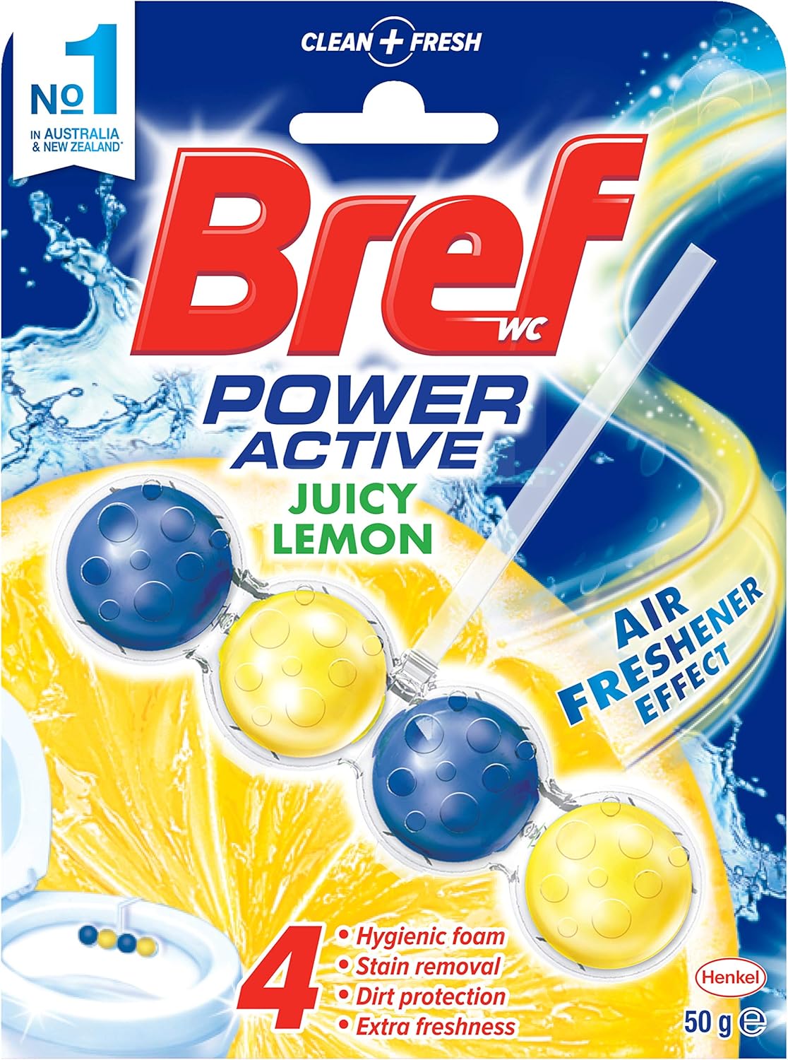 Bref Power Active Juicy Lemon, Rim Block Toilet Cleaner, 50g: Amazon ...