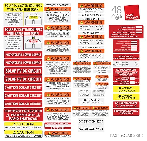 Photovoltaic Solar System Installer Label Kit | 48 Pack | 2020 | 2017 ...