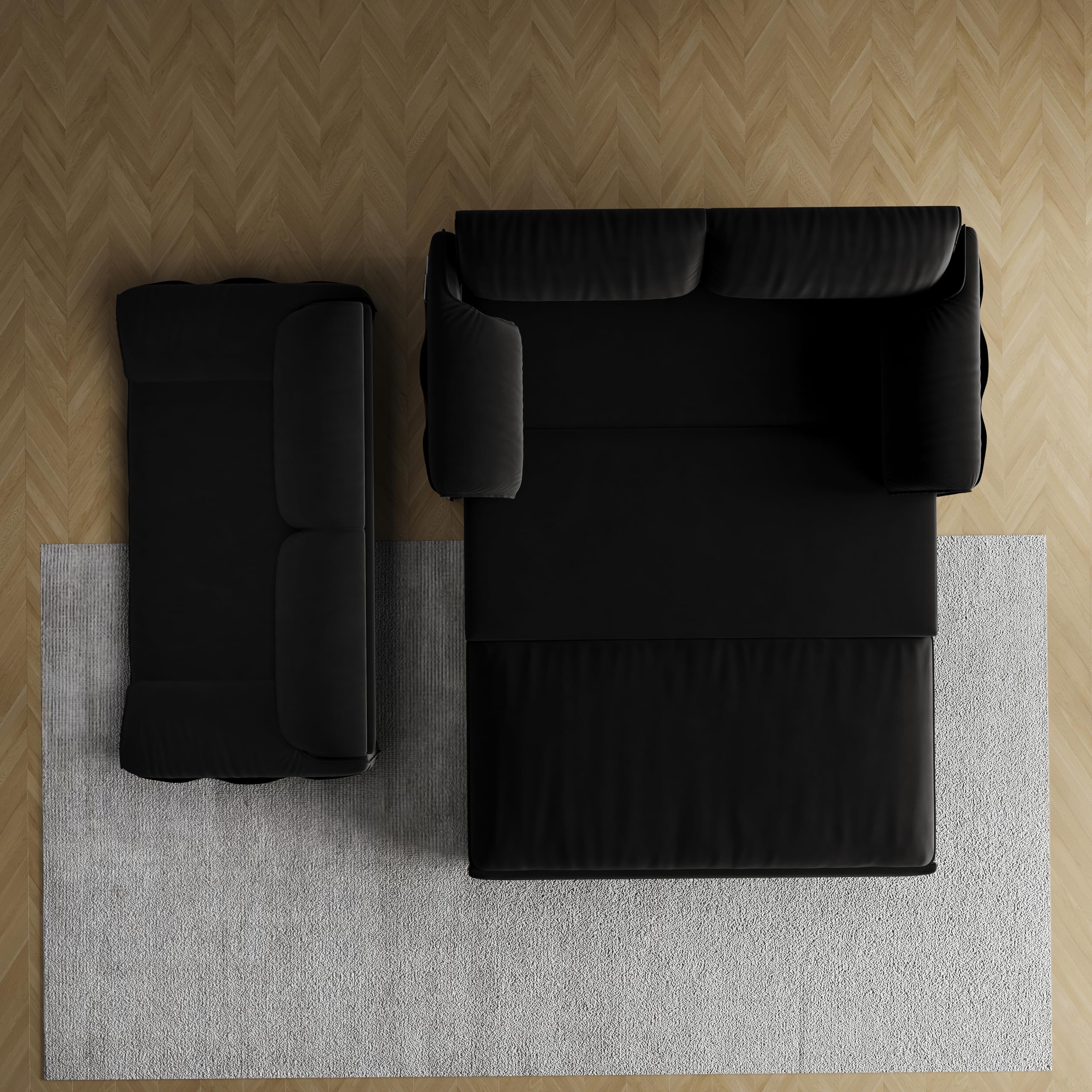 FANYE 3 in 1 Queen Pull Out Sofa Bed Modern Oversized Love Seats ...