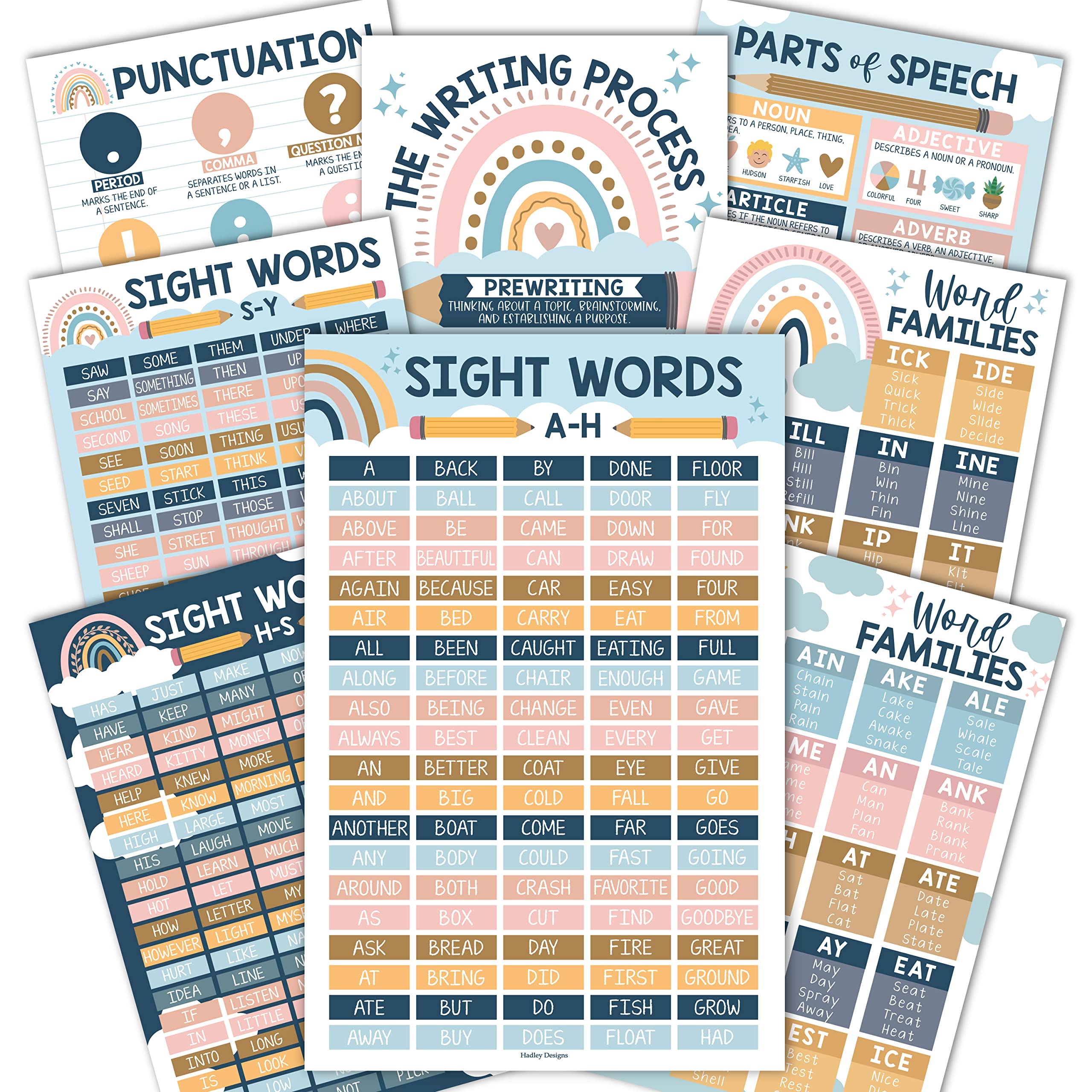 Mua Hadley Designs 8 Boho 100 Sight Words Poster For Classroom Word ...