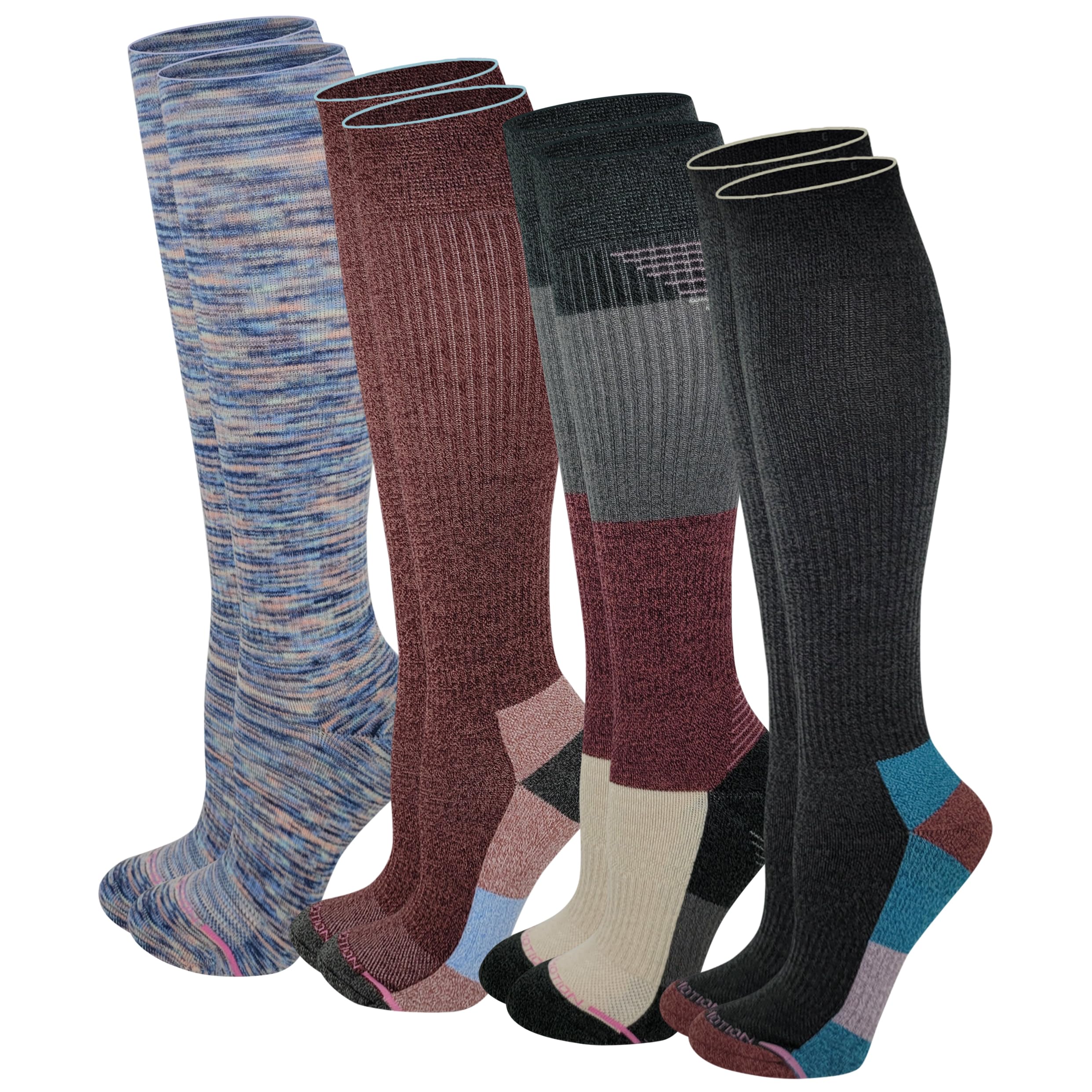 Dr. Motion Compression Knee HIgh Socks (4 Pairs), Arch Support Outdoor ...