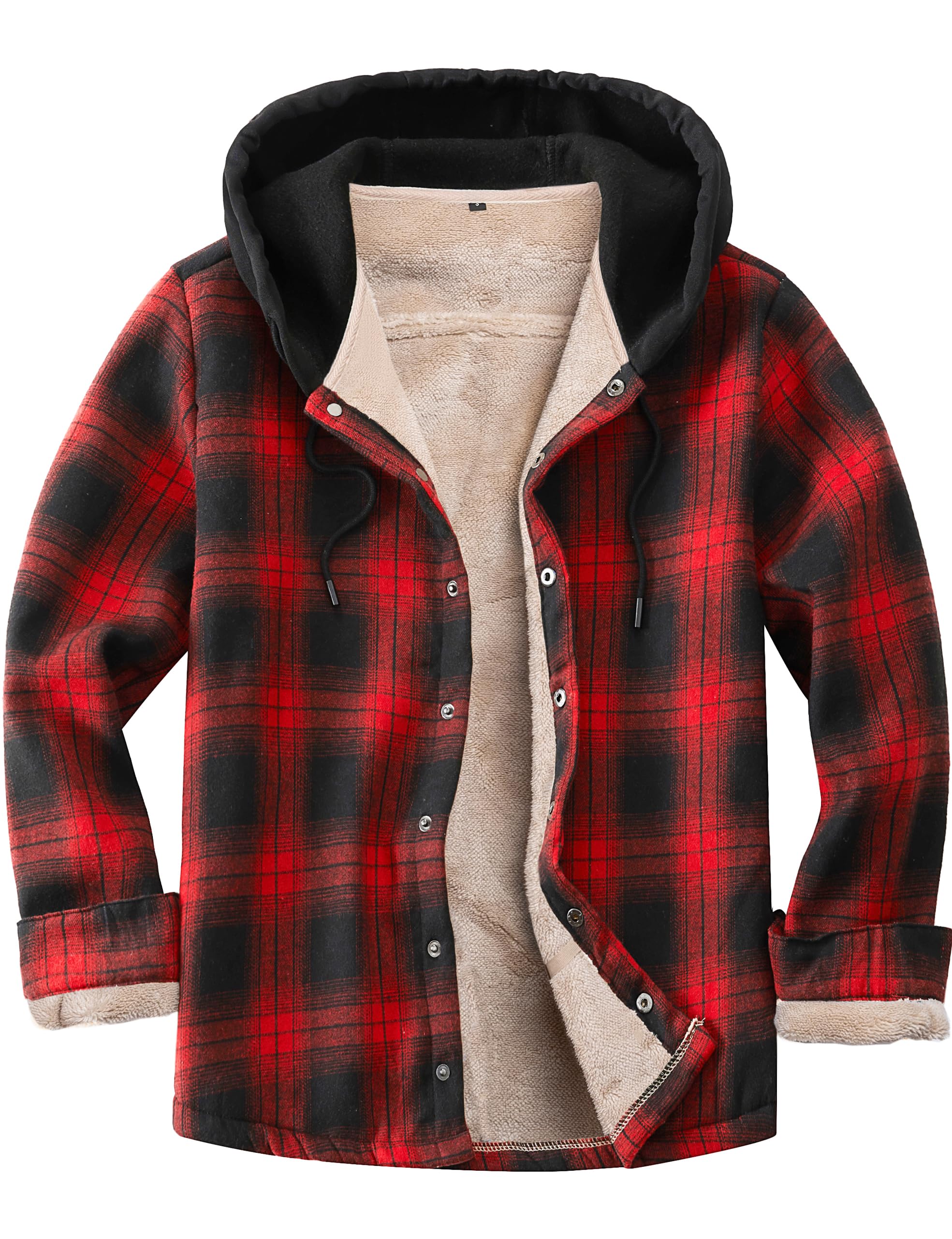 IVUMA Men's Cotton Plaid Long Sleeve Button Down Shirt Fleece Lined ...