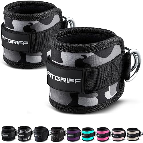 Fitgriff® Ankle Straps V1 for Cable Machine (2 Pieces) - Gym Workout ...