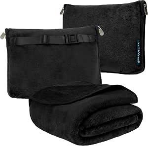 Amazon.com: PAVILIA Travel Blanket and Pillow, Dual Zippers, Clip On ...