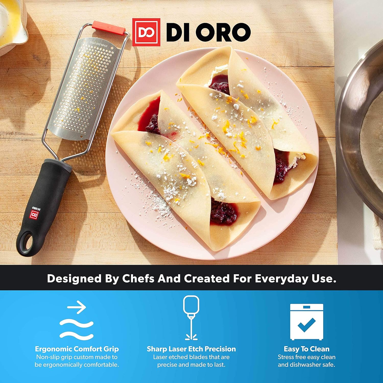 DI ORO® Handheld Fine Lemon Zester and Grater – Effortlessly Grates All ...