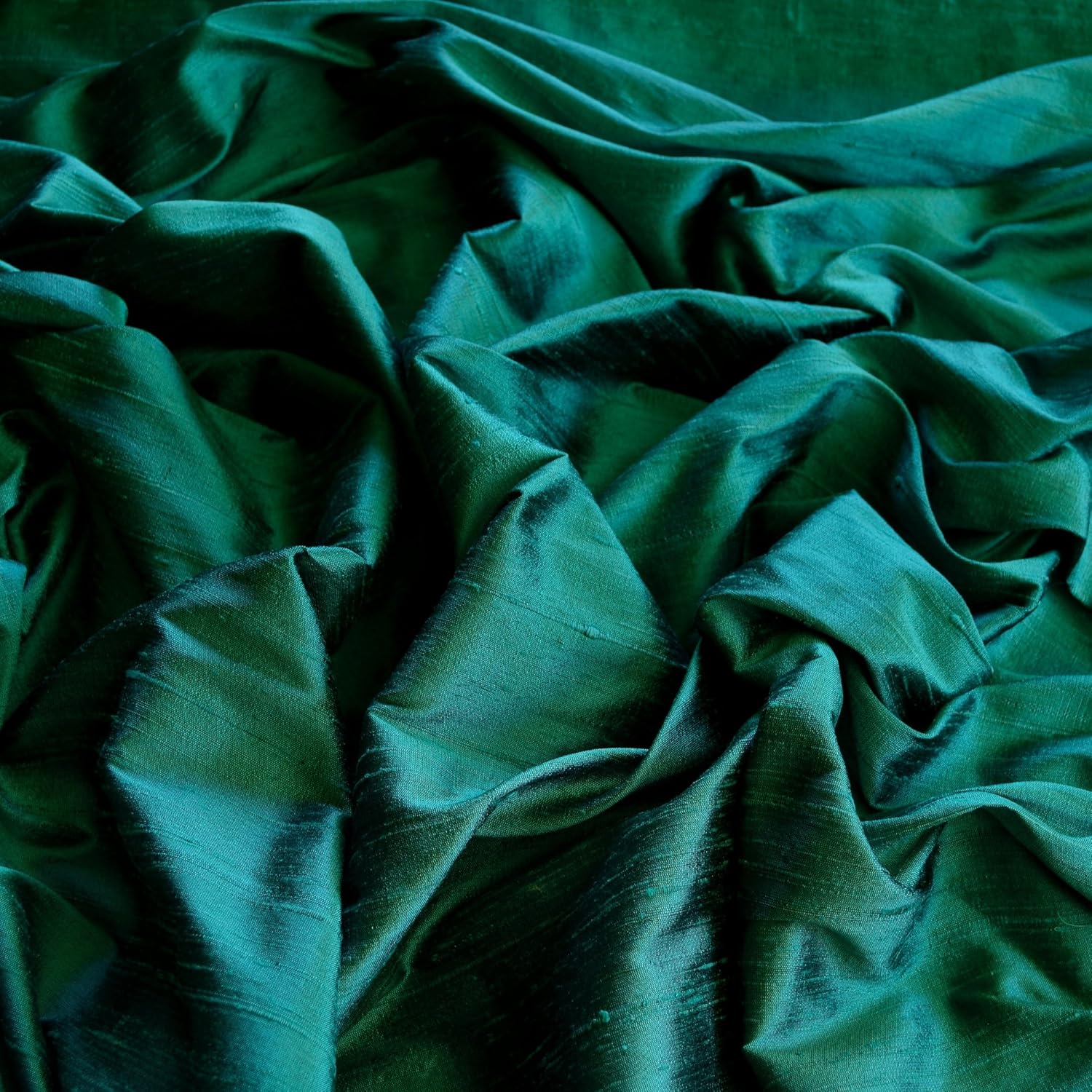 Amazon.com: Iridescent Dark Spring Green Dupioni Silk, 100% Silk Fabric ...
