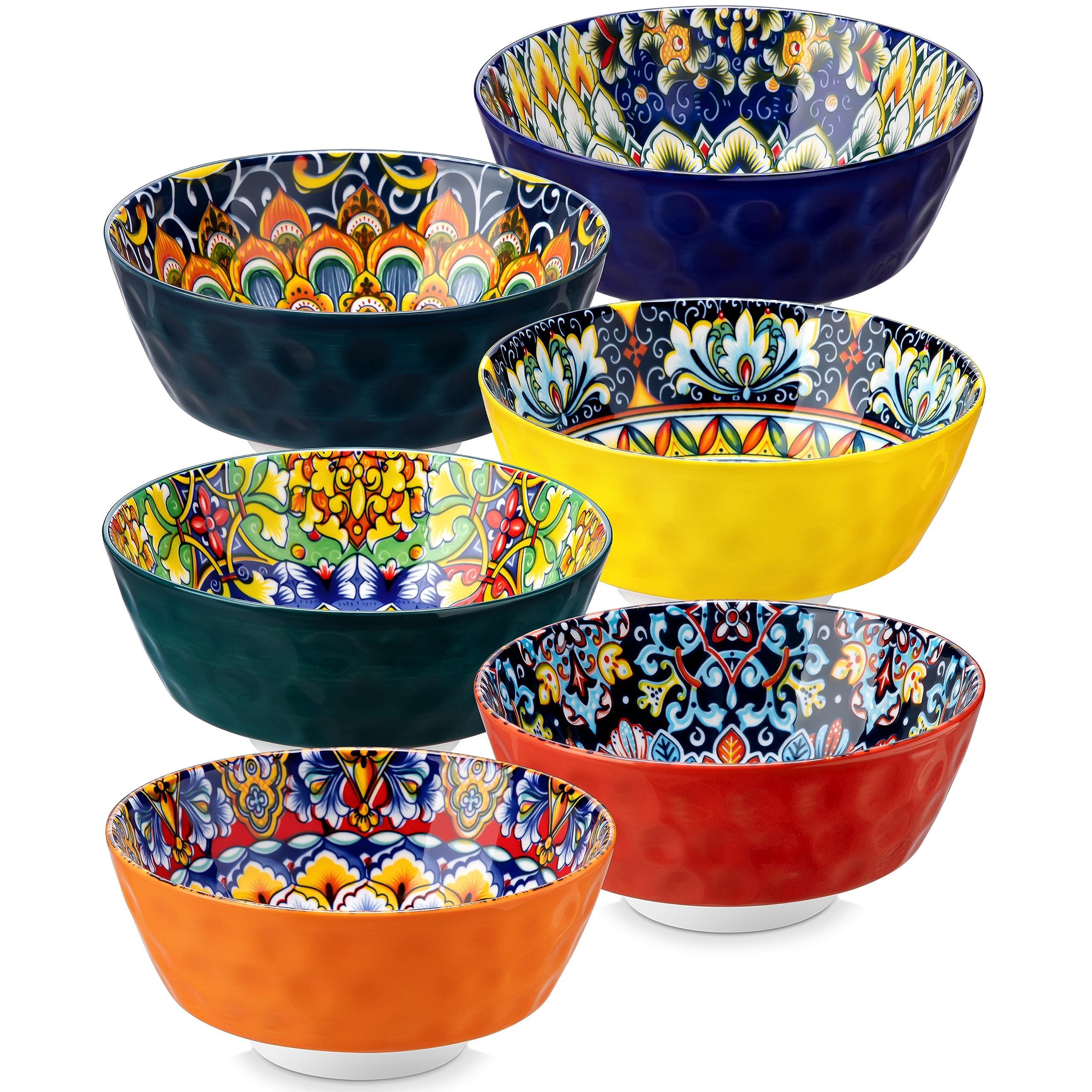 vancasso Cereal Bowls, Ceramic Soup Bowls Set of 6, 26 oz Colorful ...