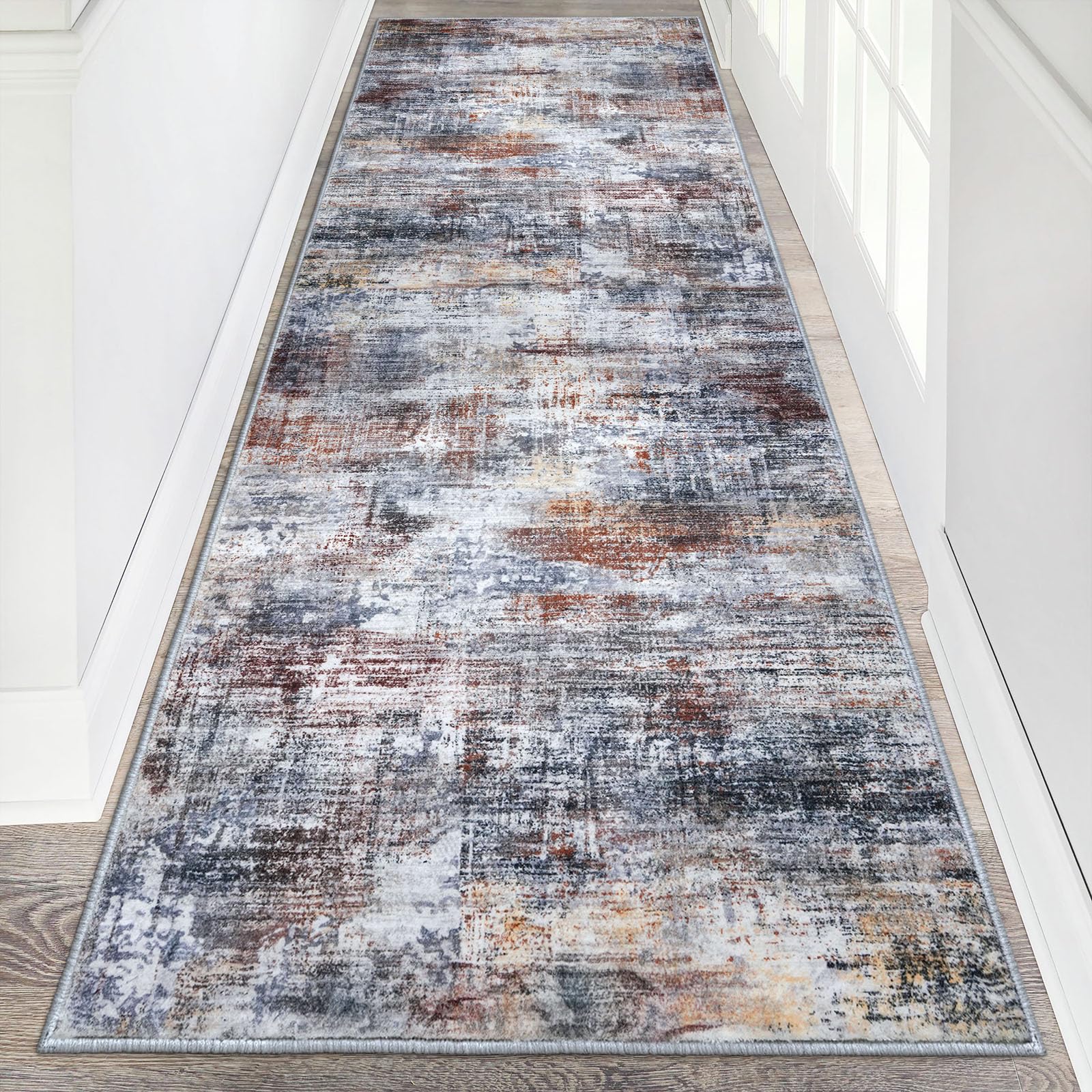 IOHOUZE Abstract Runner Rug 3x8 Ft Washable Runners for Hallways, Non ...
