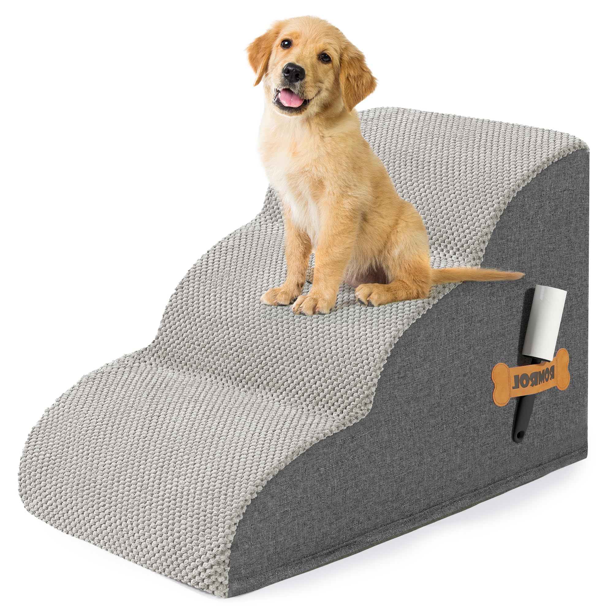 Romrol Dog Stairs Ramp for Beds Couches, Extra Wide Pet Steps with ...