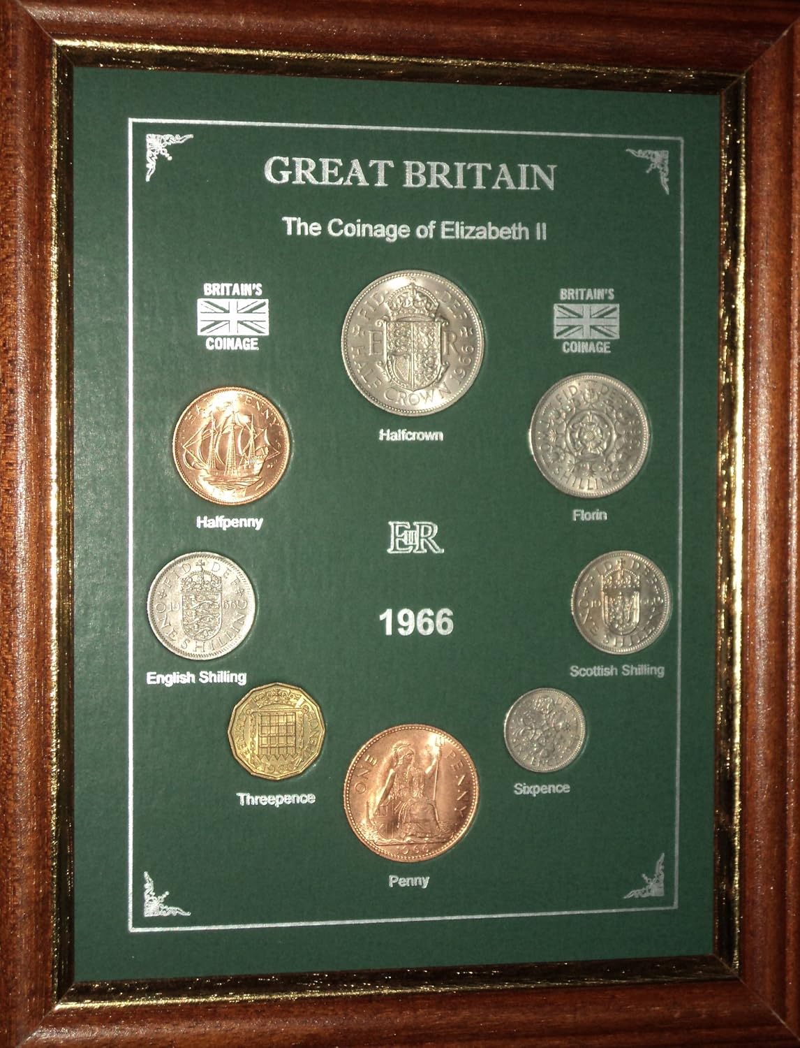 historicgiftsets Framed 1966 GB Great Britain British Coin Birth Year ...