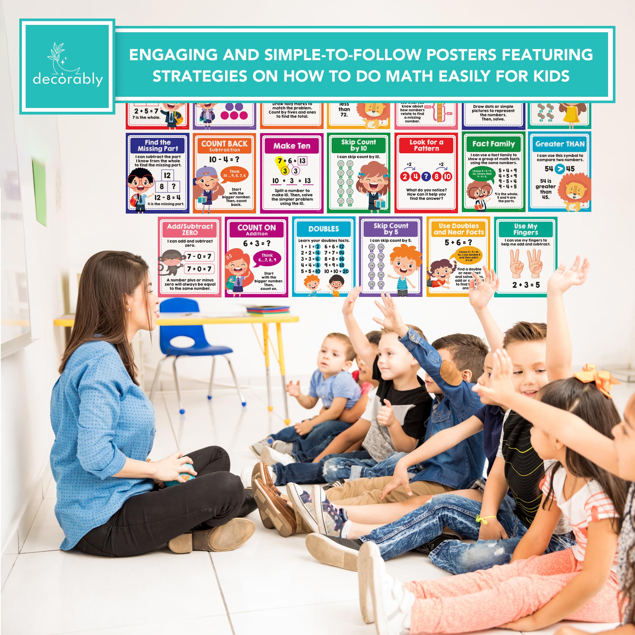Mua Decorably 20 Vibrant Math Posters for Elementary School, 11x14in ...