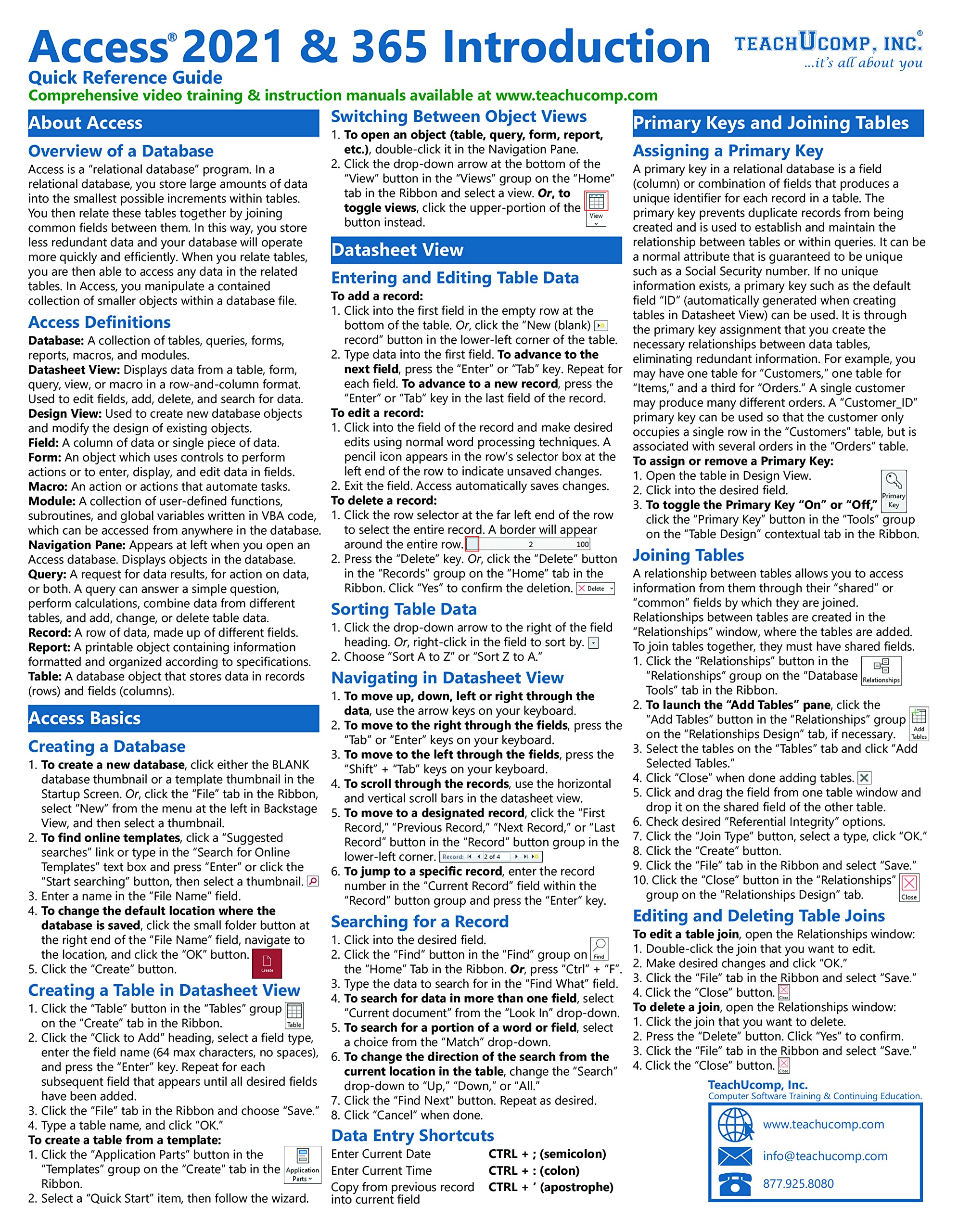Mua Microsoft Access 2021 and 365 Introduction Quick Reference Training ...