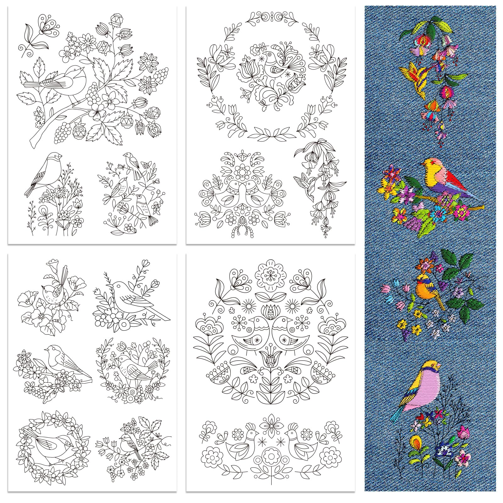 Peacoblue Water Soluble Embroidery Patterns For Beginners 4 Sheets With ...