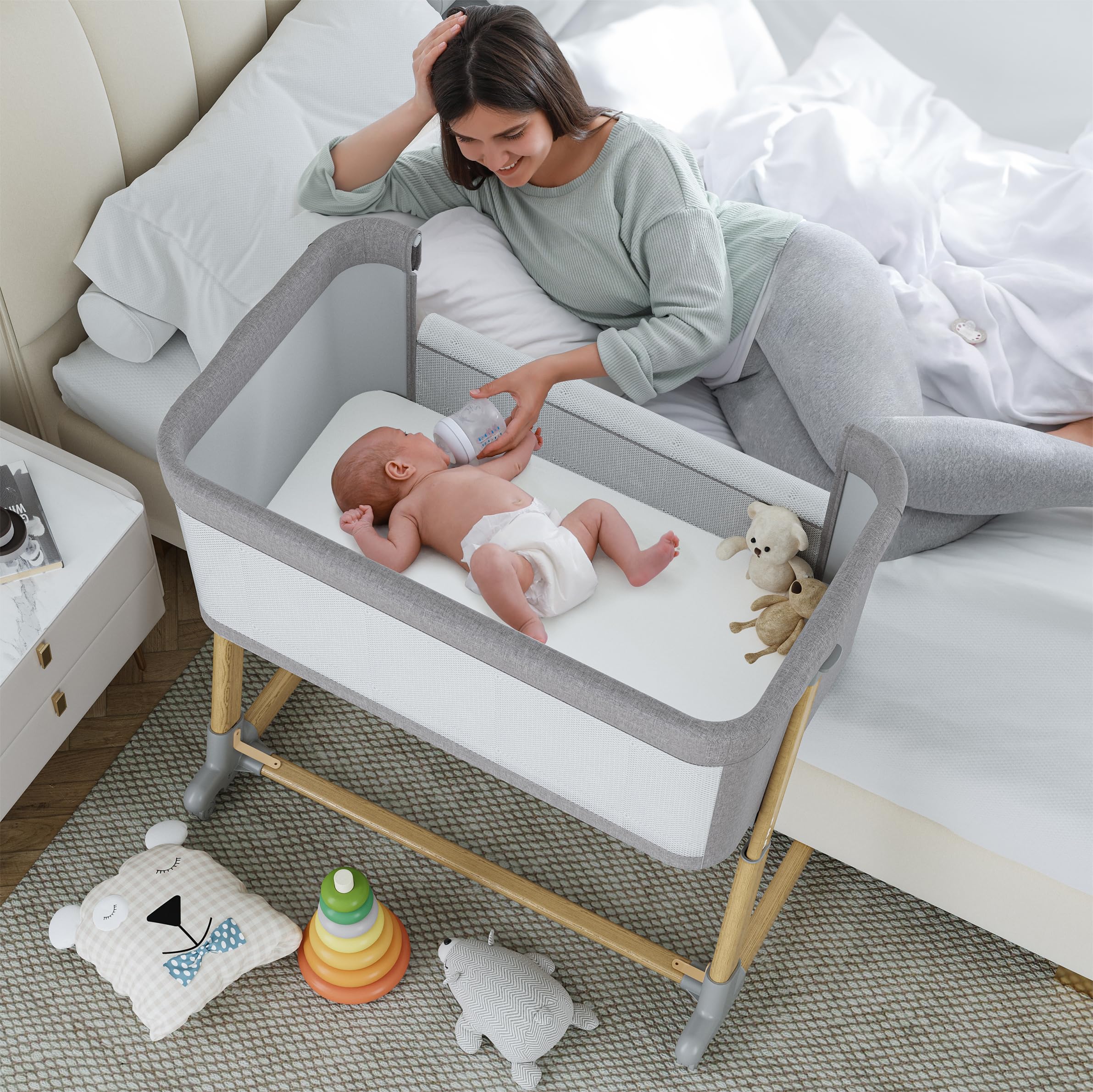 AMKE Baby Bassinets,All mesh Bedside Sleeper,Portable for Safe Co ...