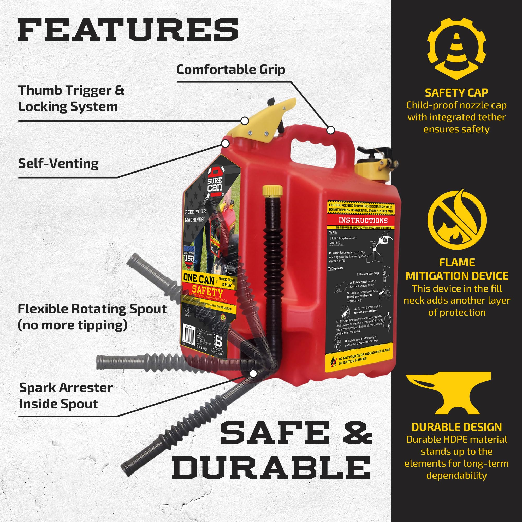 Mua Surecan 5 Gallon Container Type II - Rotating Spout, Self-Venting, & Spill Free, Ideal Large ...