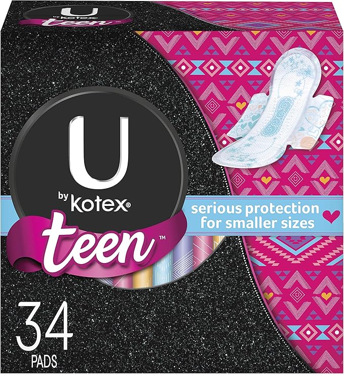 Amazon.com: U by Kotex Ultra Thin Teen Pads with Wings, 34 Count ...