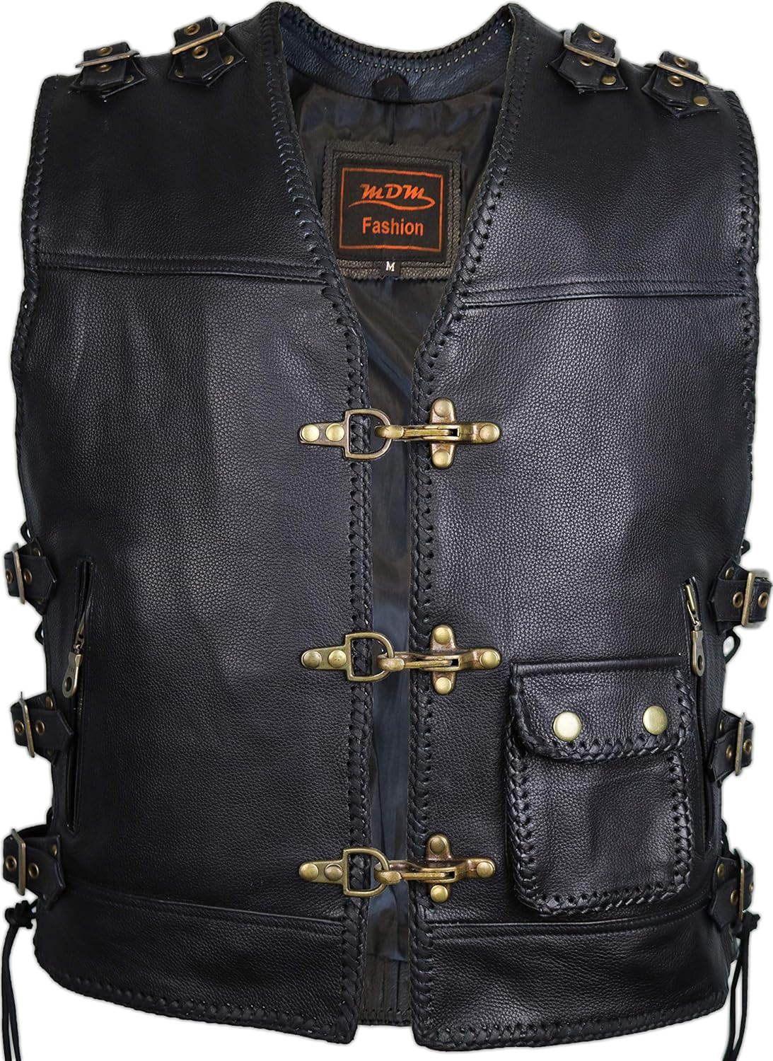 MDM Lederweste Kutte Bikerweste Clubweste Rockerweste Chopper Weste ...