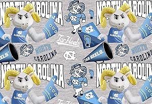 Amazon.com: University of North Carolina Cotton Fabric with Mascots ...