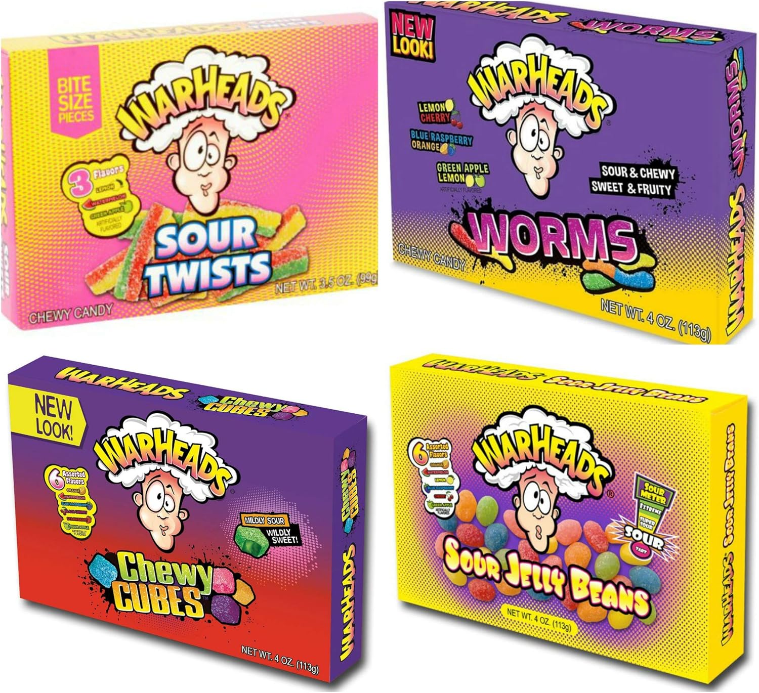 Warhead's Theatre Box Variety Pack - Warheads Sour Worm's, Chewy Cubes ...