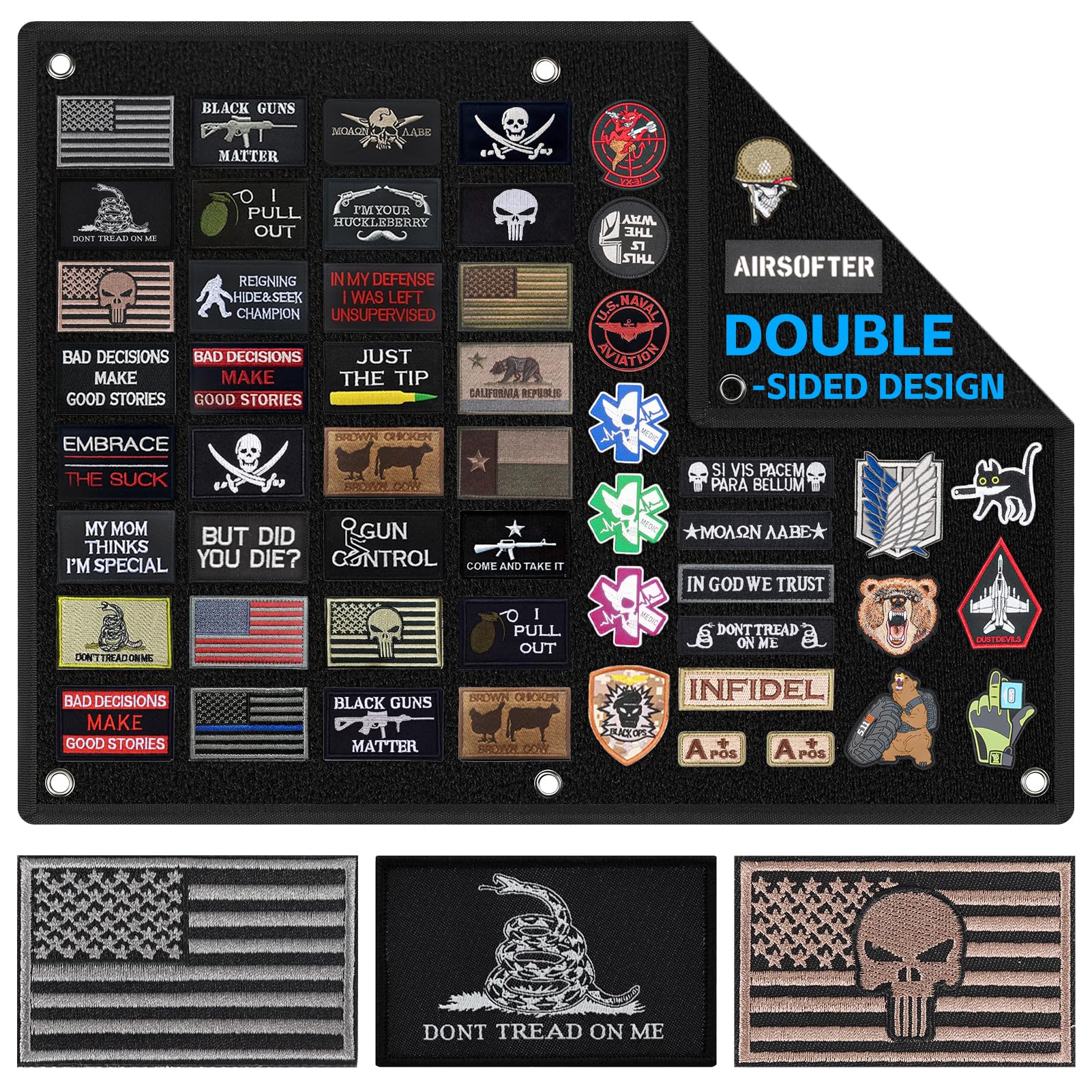 Esmorah Patch Display Board with 3 Flag Patches, 24 x 18 Inches Two ...