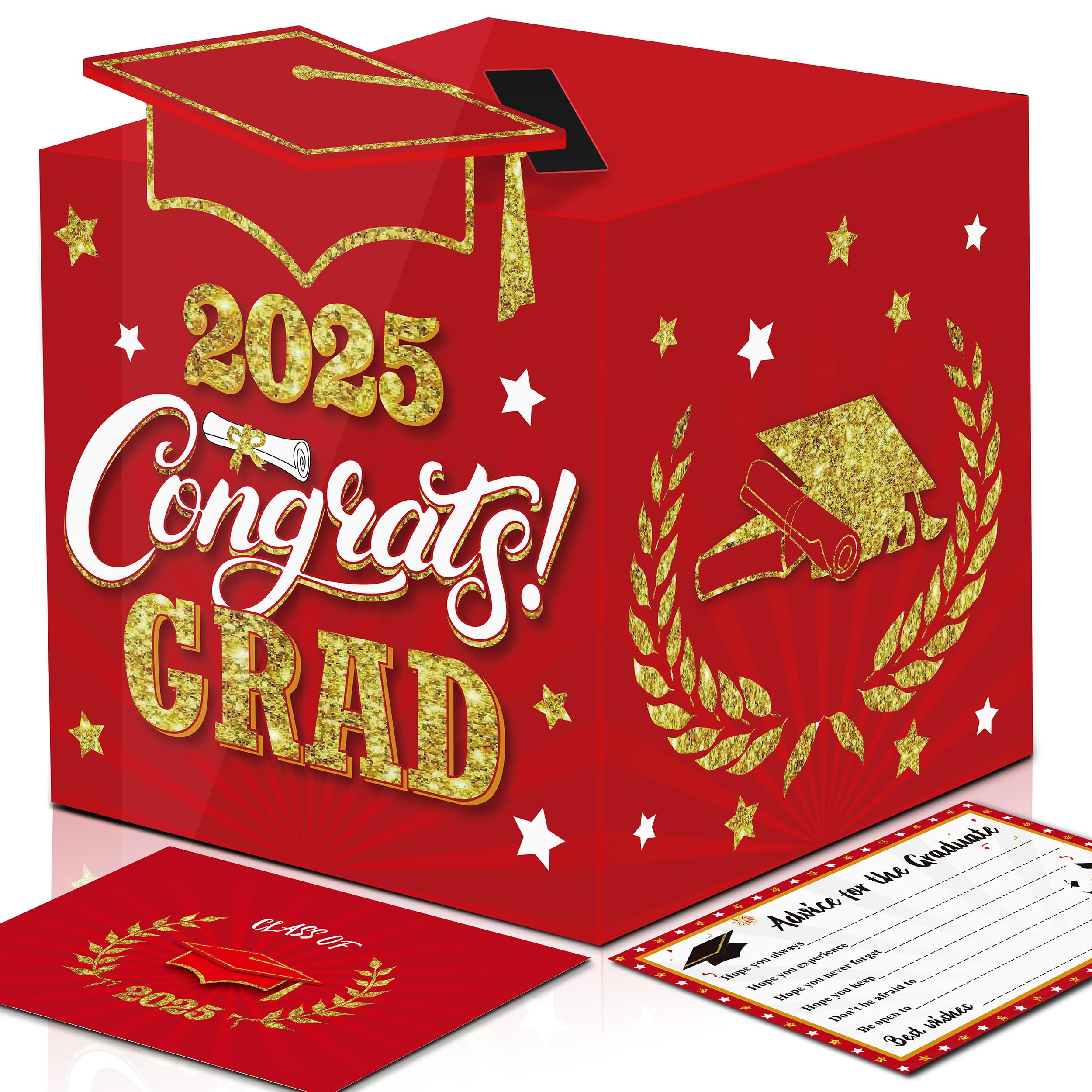 algpty Graduation Wish Cards with Red and Gold Graduation Card Holder ...