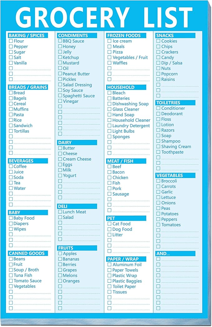 Amazon.com : 90 Pages Grocery Shopping Weekly Planner List Note Pad ...