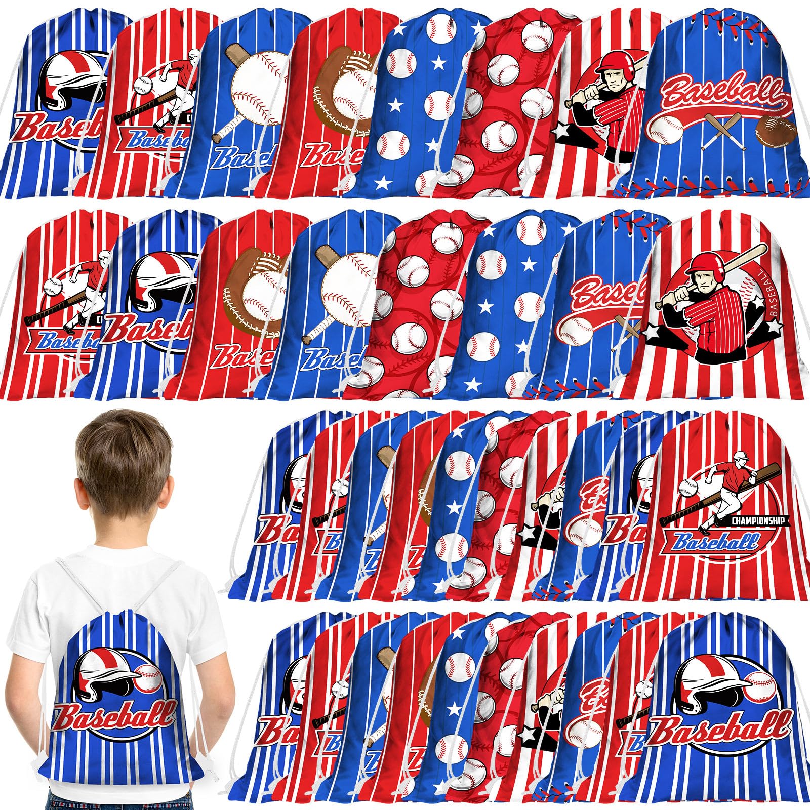 Woanger 24 Pcs Bulk Baseball Snack Bags for Kids Team, Drawstring ...