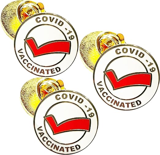 Vaccinated COVID-19 Coronavirus enamel Lapel Pin - Covid19 Badge tag id ...