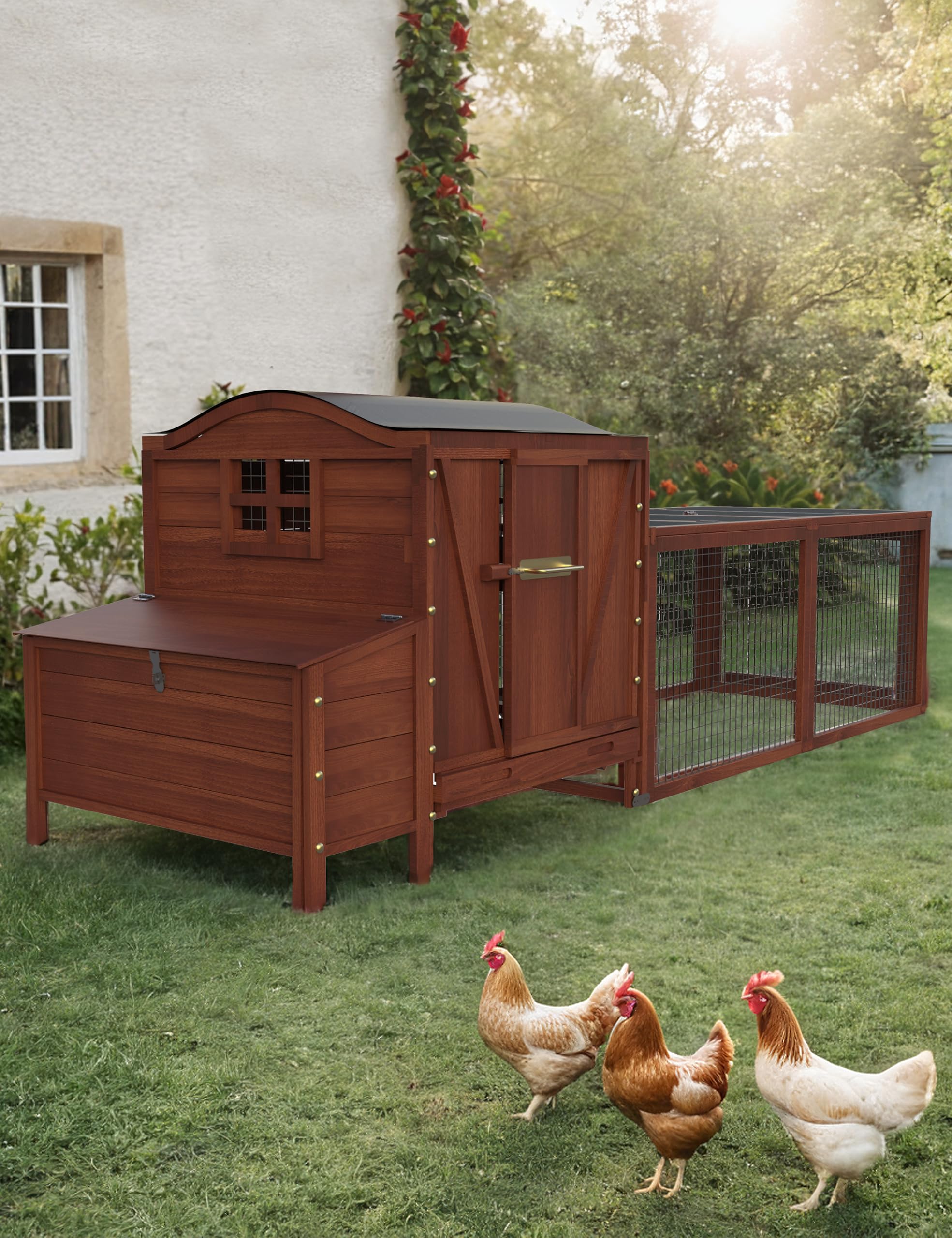 VerisShade Chicken Coop, Wooden Chicken Coop for 3-5 Chickens, 106in ...
