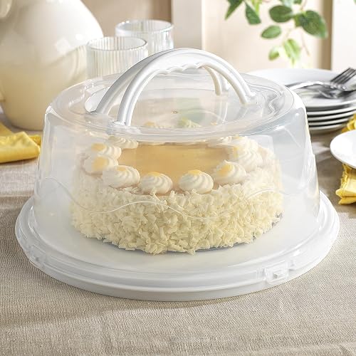 MosJos Round Cake Carrier, BPA-Free Plastic Cake Keeper with Lid, Fits ...
