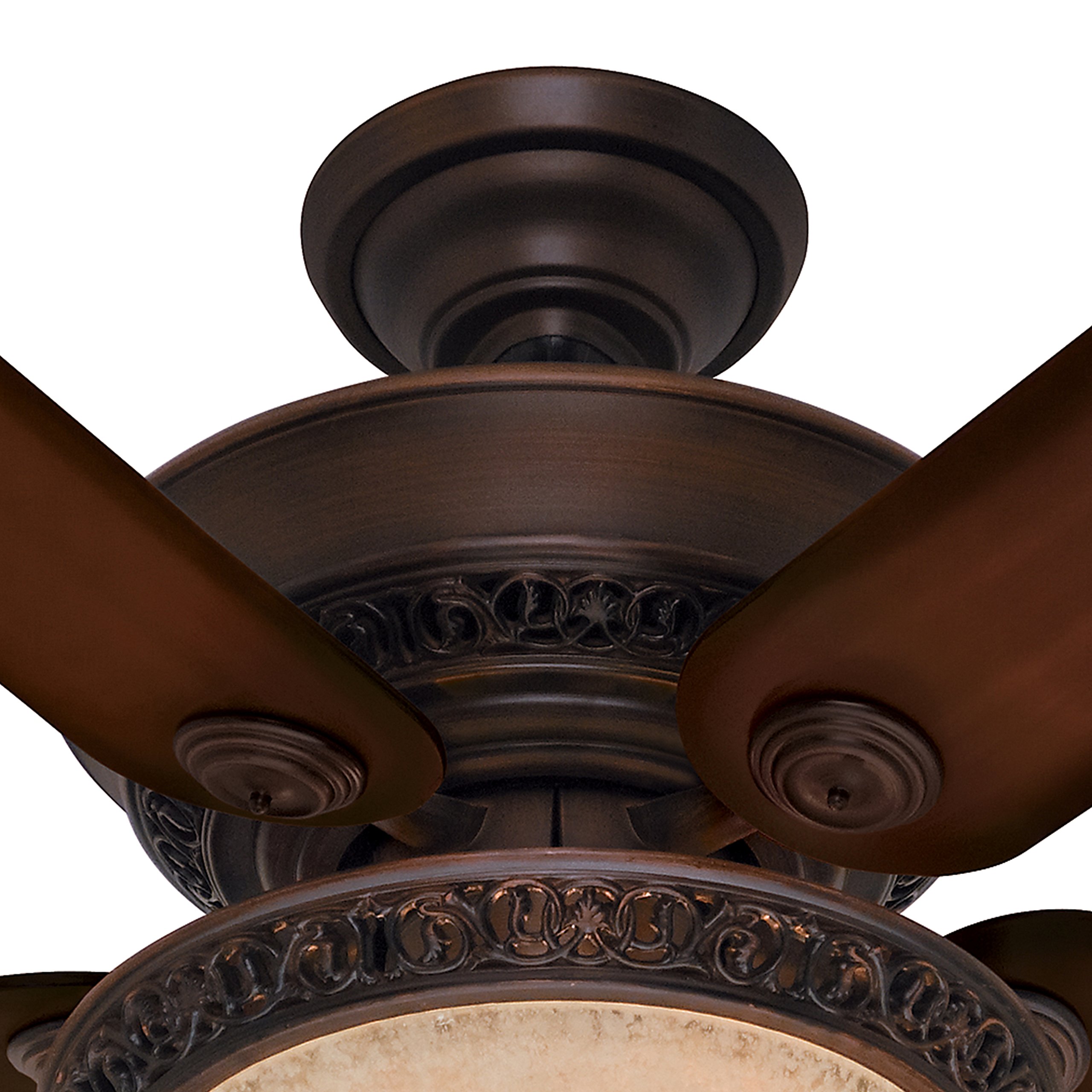 Hunter Fan 52in Traditional Cocoa Ceiling Fan with an Amber Scavo Glass ...