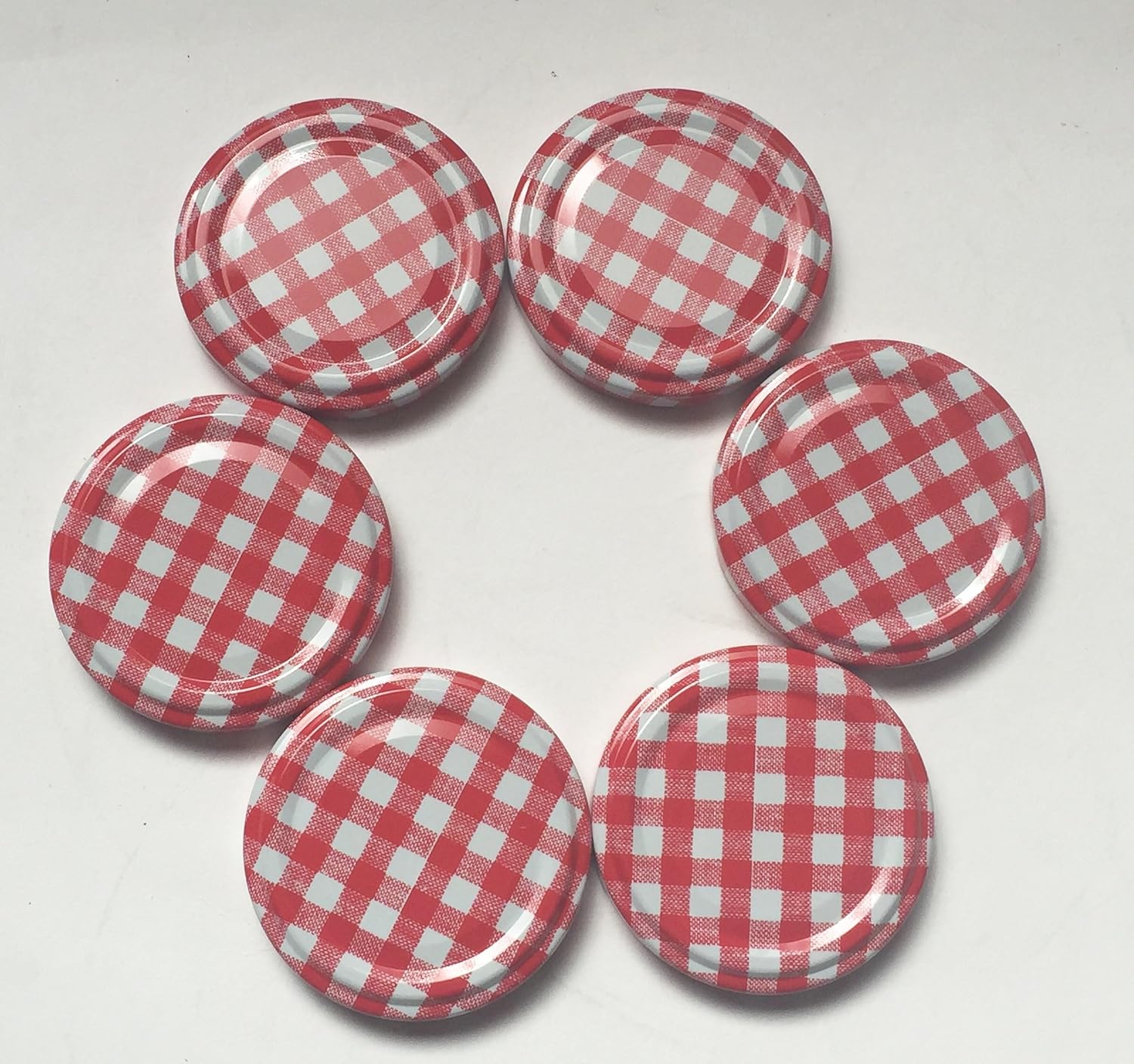 Nutley's 58mm Red Gingham Jam Jar Lids (100): Amazon.co.uk: Kitchen & Home