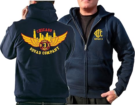 Chicago Fire Dept. - Squad 3 Eagle Hooded Sweat Jacket Navy Wings ...