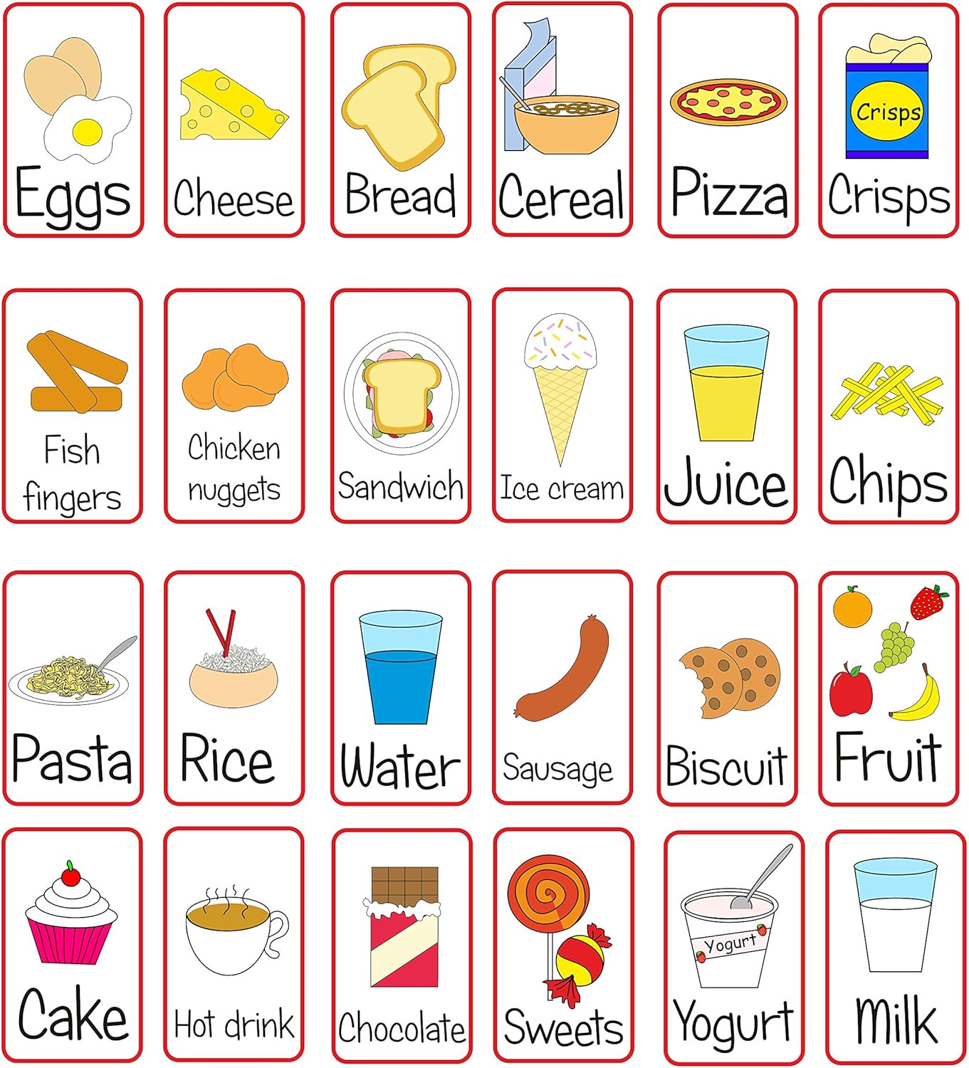 kids2learn Food and Drink Picture Communication Flash Cards for Non ...