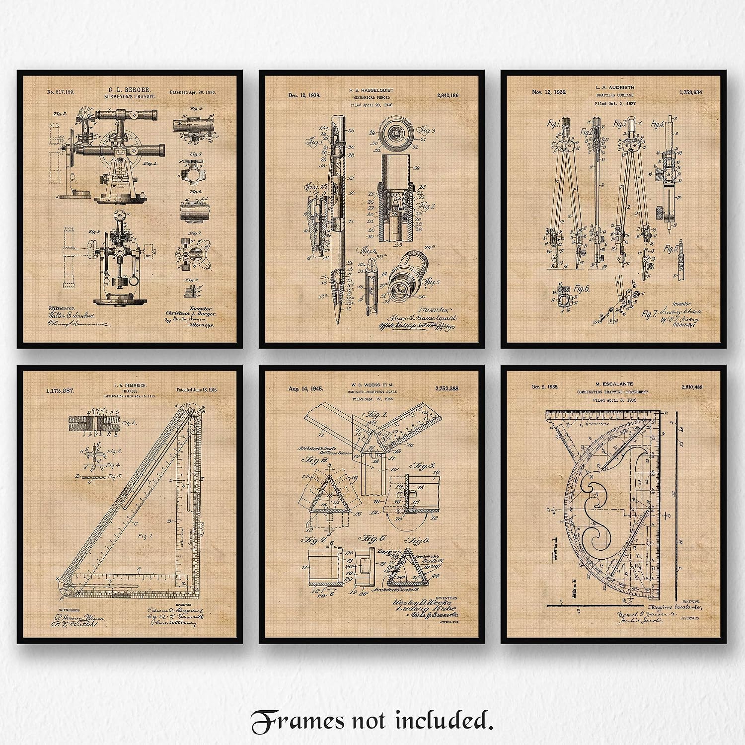 Amazon.com: Vintage Architect Patent Poster Prints, Set of 6 (8x10 ...