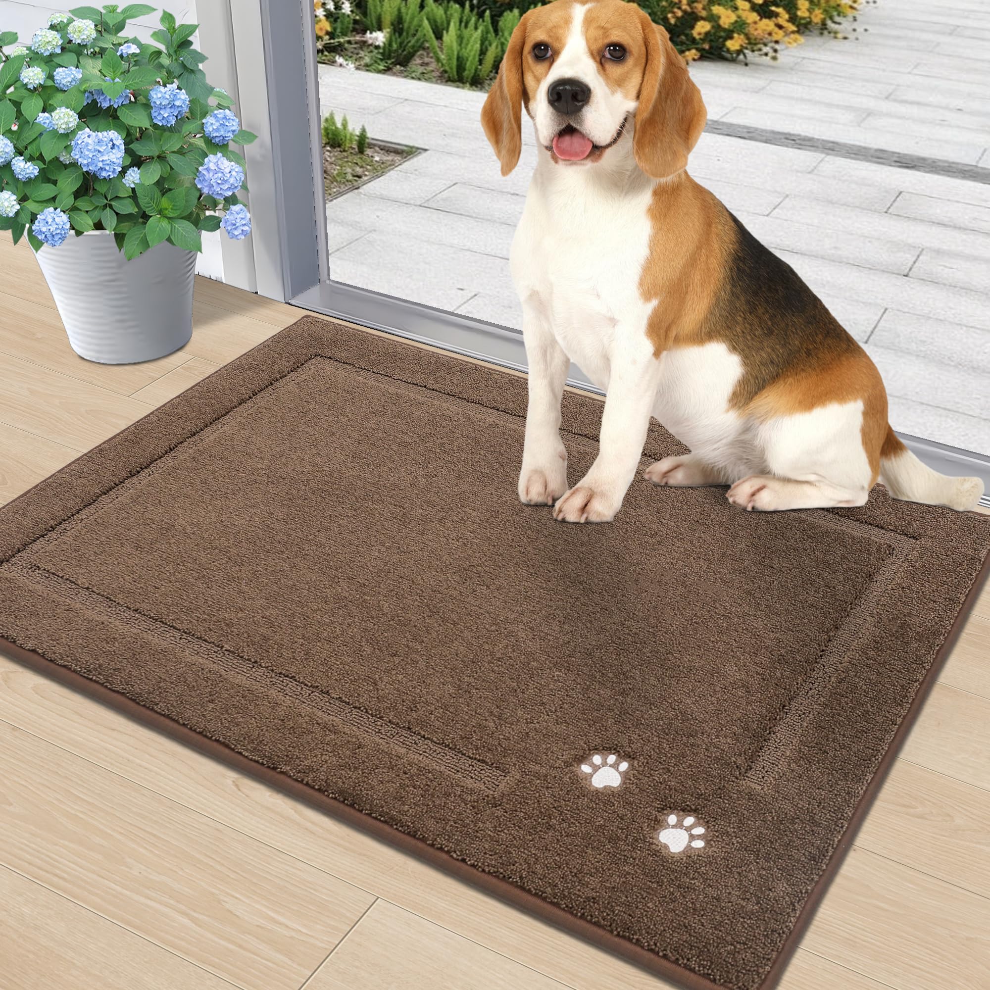 BEQHAUSE Dog Door Mat for Muddy Paws Absorbent Dirt Trapper Entryway ...