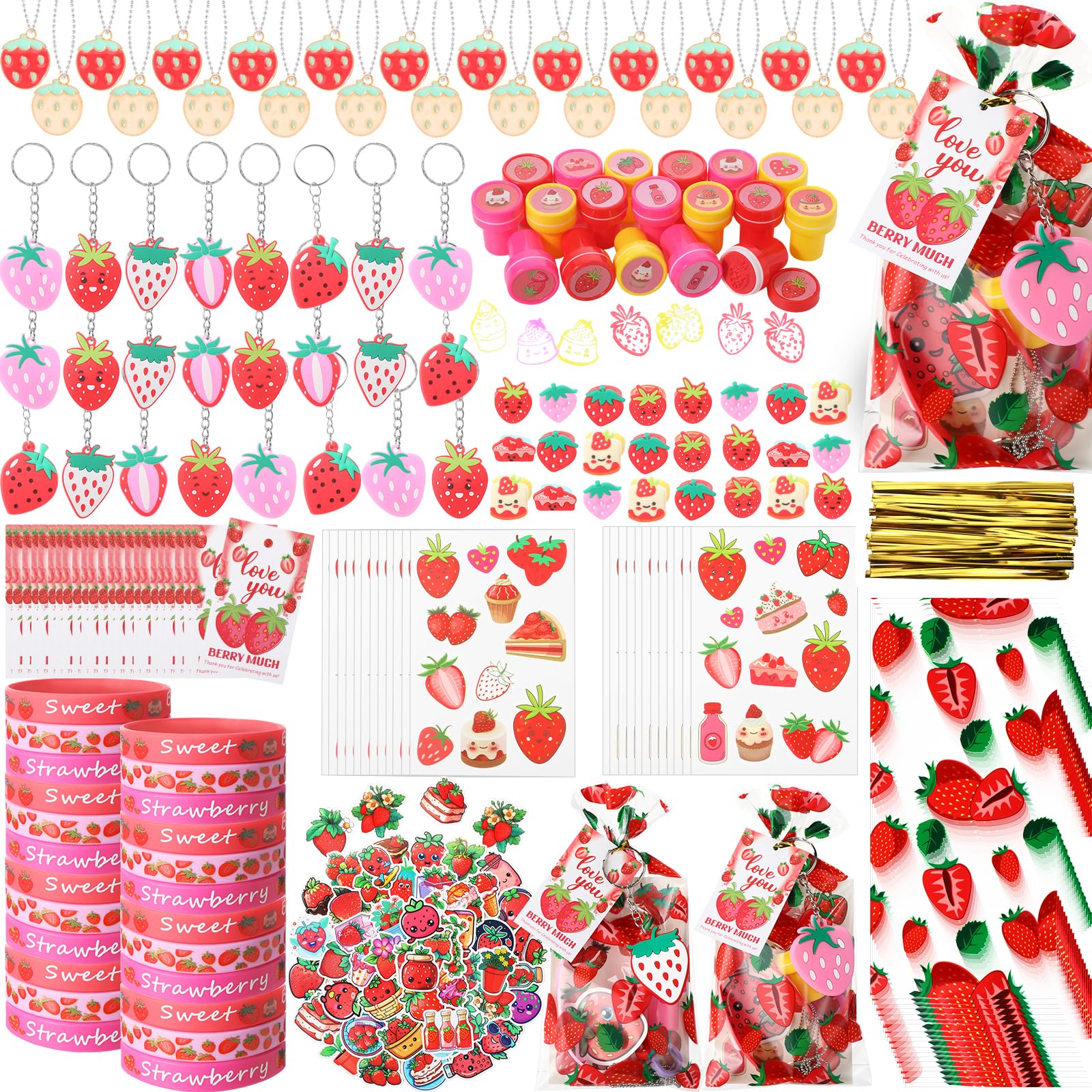 Landical 194 Pcs Strawberry Party Favors, Fruit Strawberry Theme ...