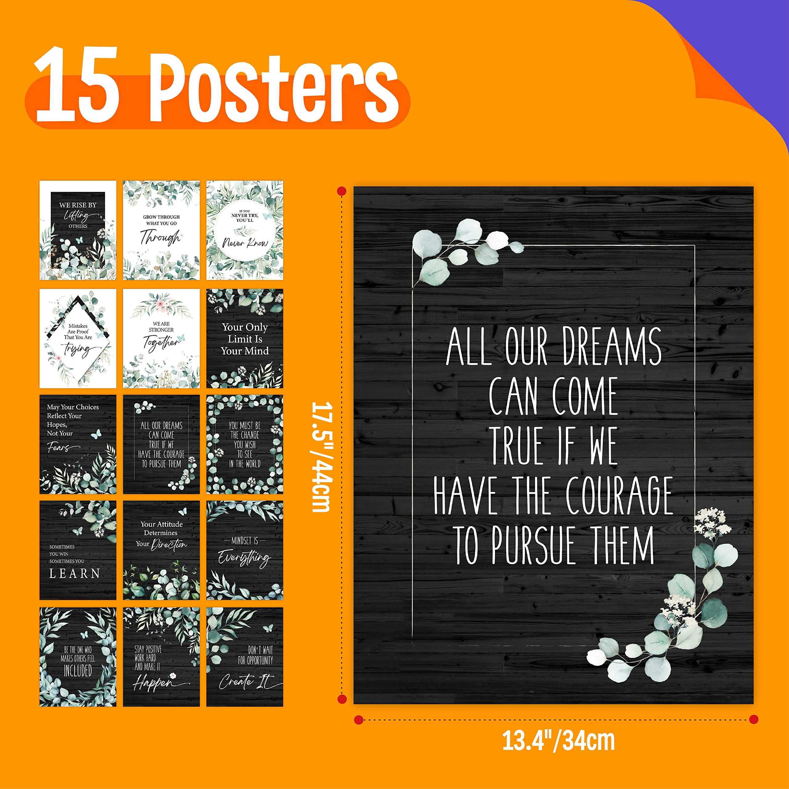 Mua 15 PCS Inspirational Posters, Waterproof & Tear Resistant Growth ...