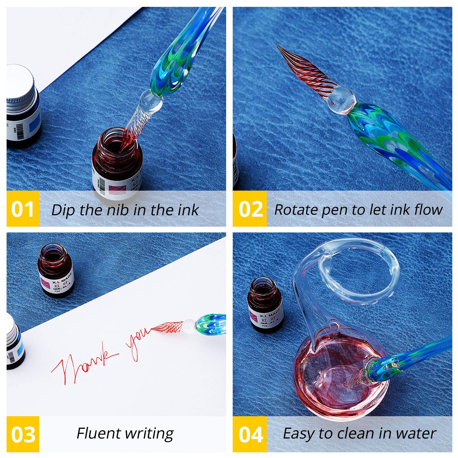 Mua 6 Pcs Handmade Glass Dip Pen Crystal Glass Signature Pen ...