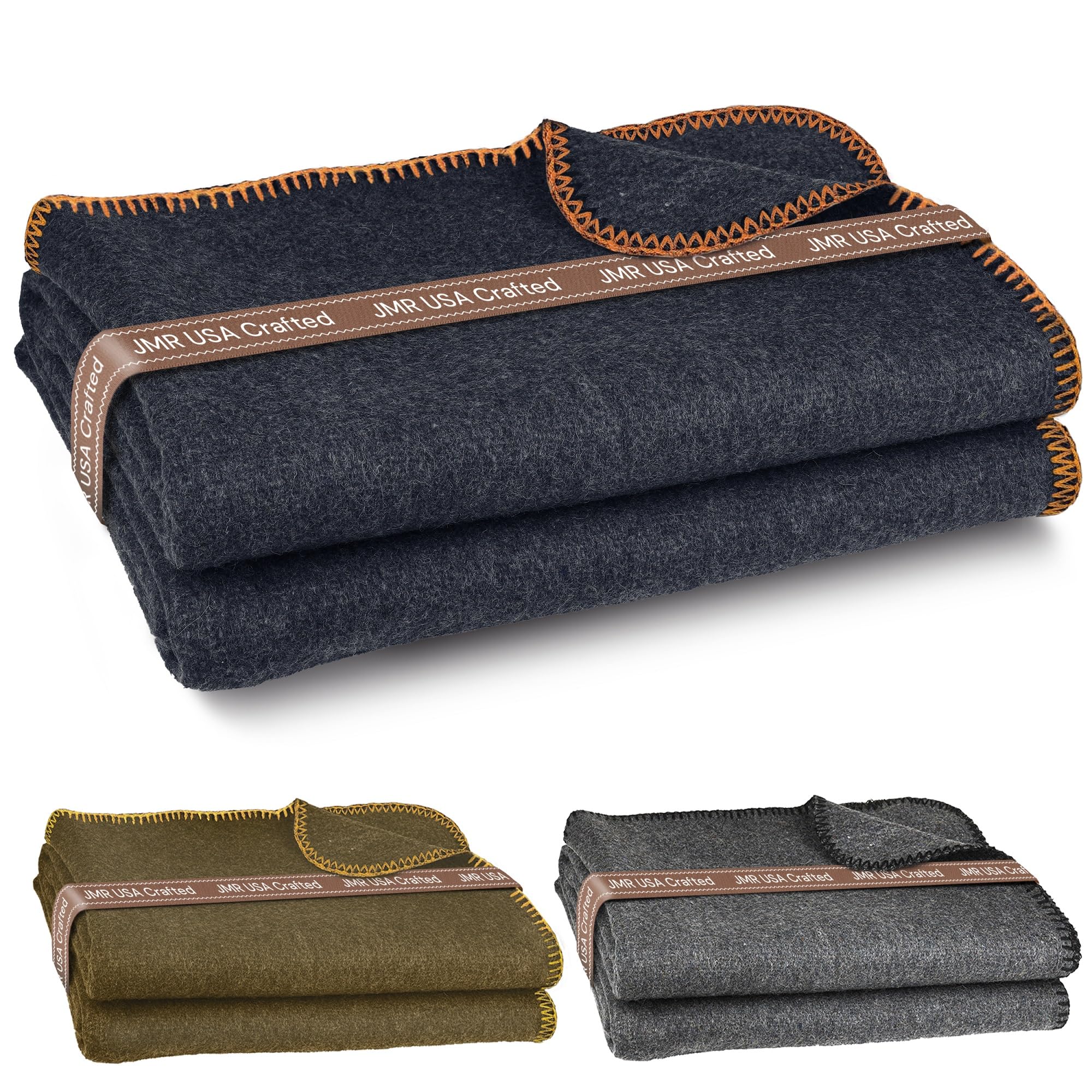 JMR Wool Camping Blanket - Warm Heavy Car Blanket & Camp Quilt ...