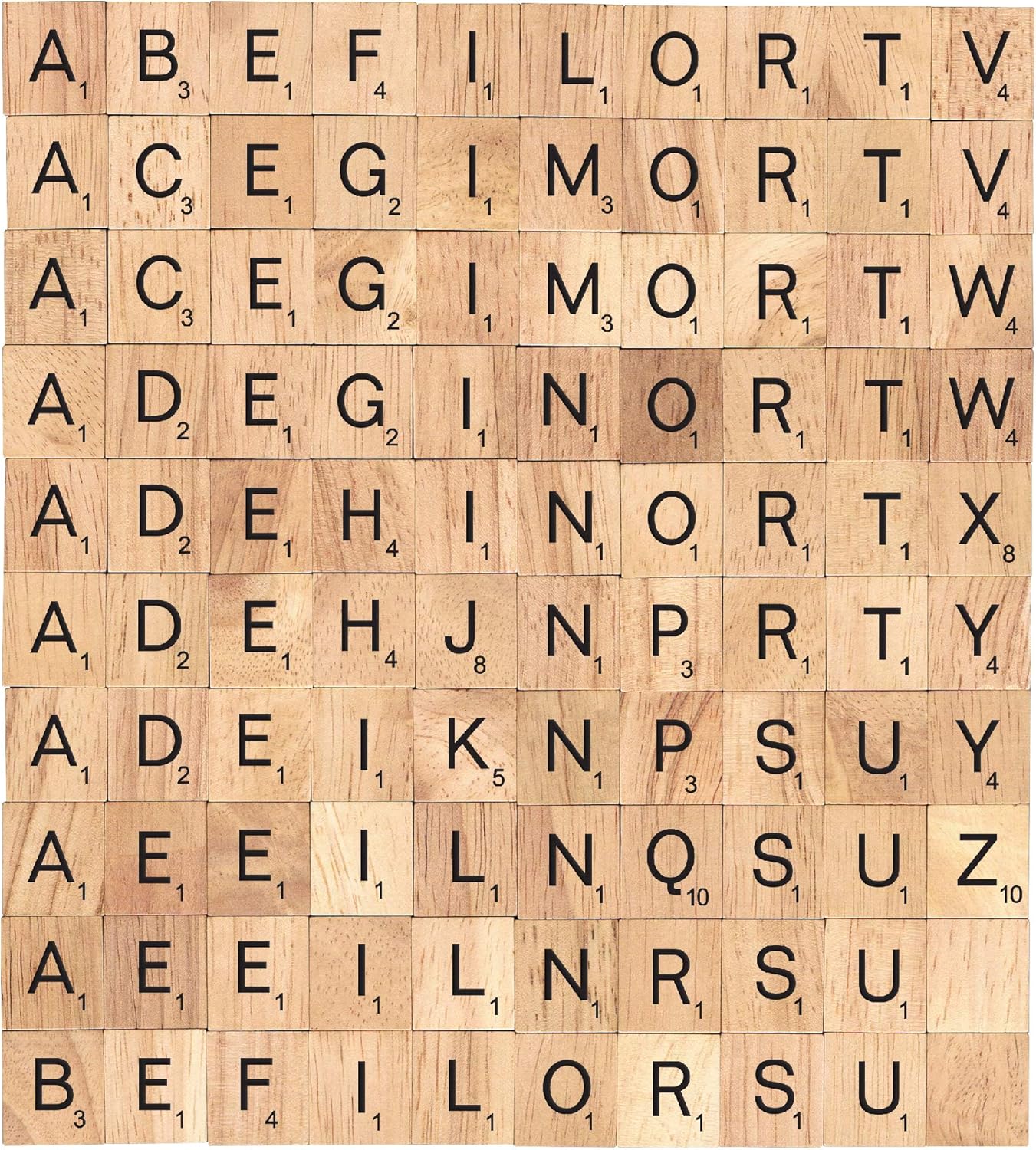 Toys Games 100 WOODEN SCRABBLE TILES Board Game Pieces Black Alphabet