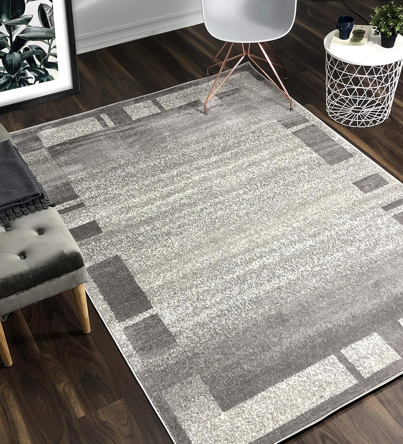 A2Z Rug Palma - 9958 Modern Geometric Silver Grey 120x170cm - 3'11"x5'7 ...