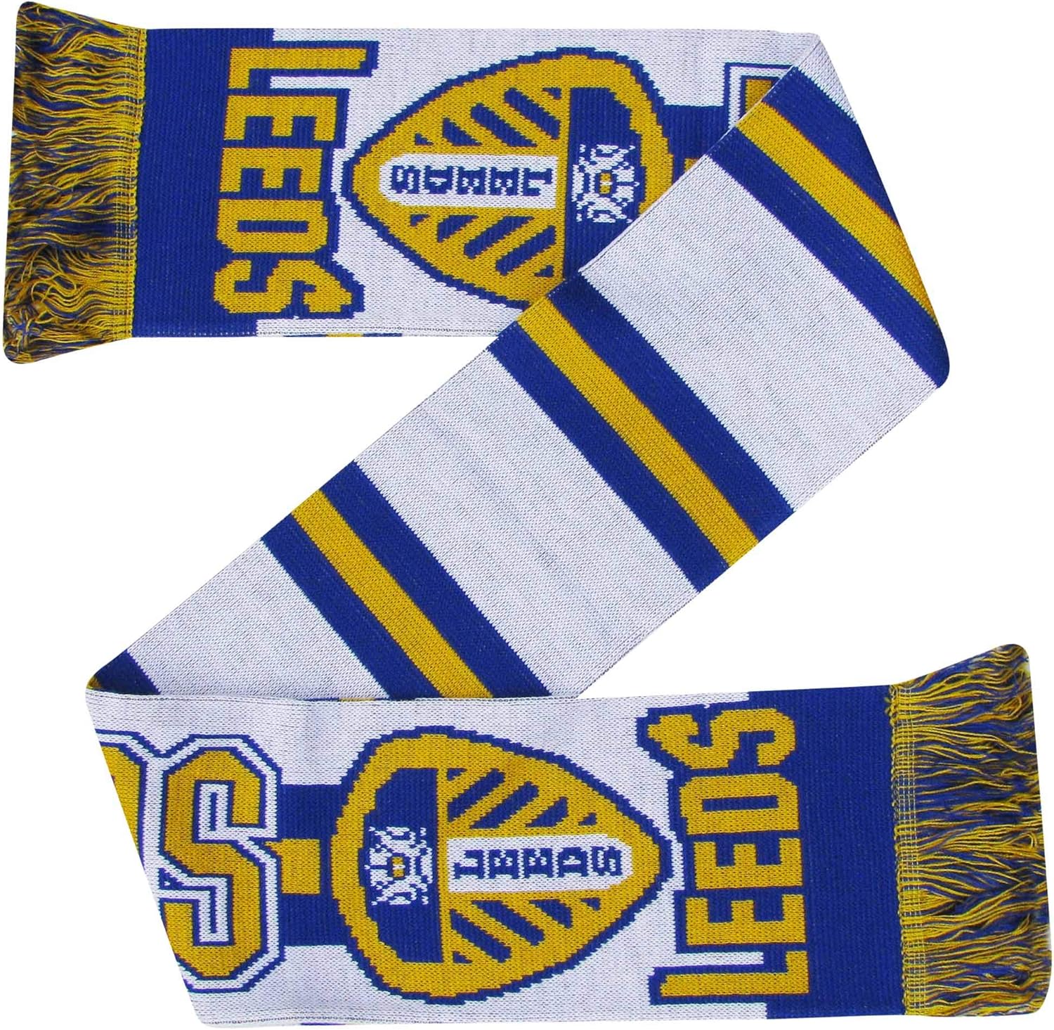 Leeds United Football Fans Scarf (100% Acrylic & 145cm x 16cm): Amazon ...